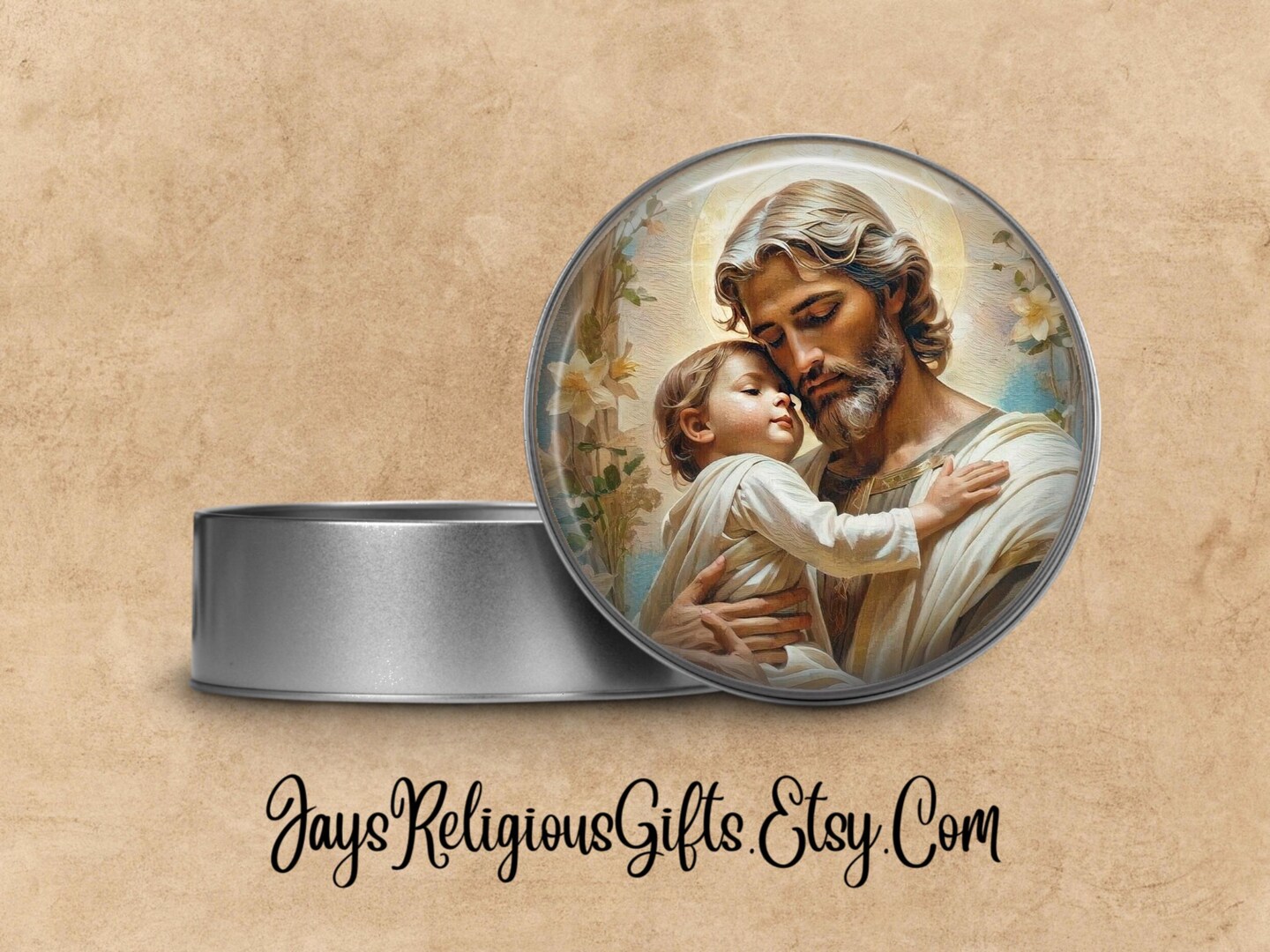 2" Saint Joseph and Child Rosary Box - Catholic Patron Saint Pill Box ...