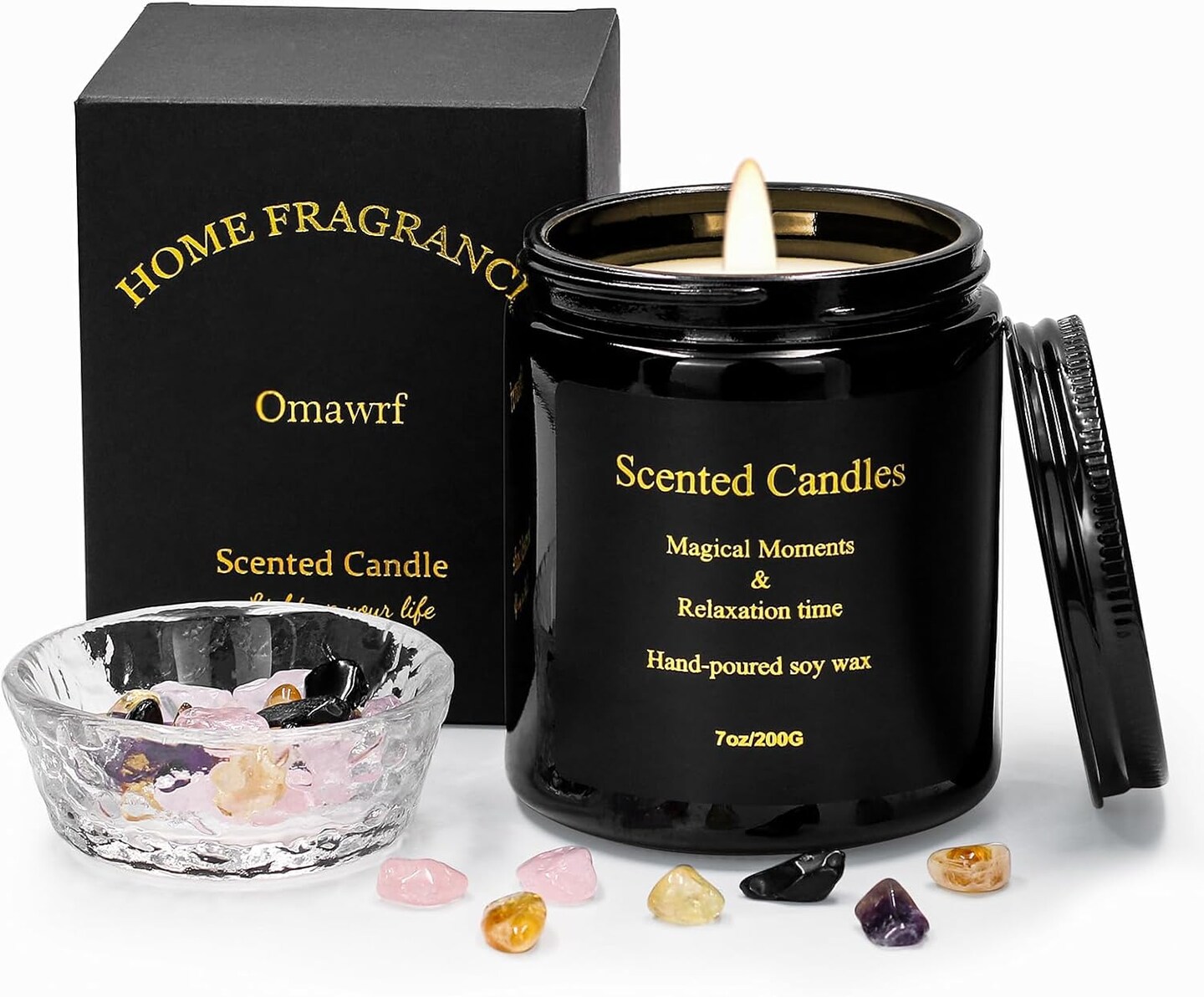 Deep Forest Gentle Scented Candles Set with Healing Crystals for Home ...