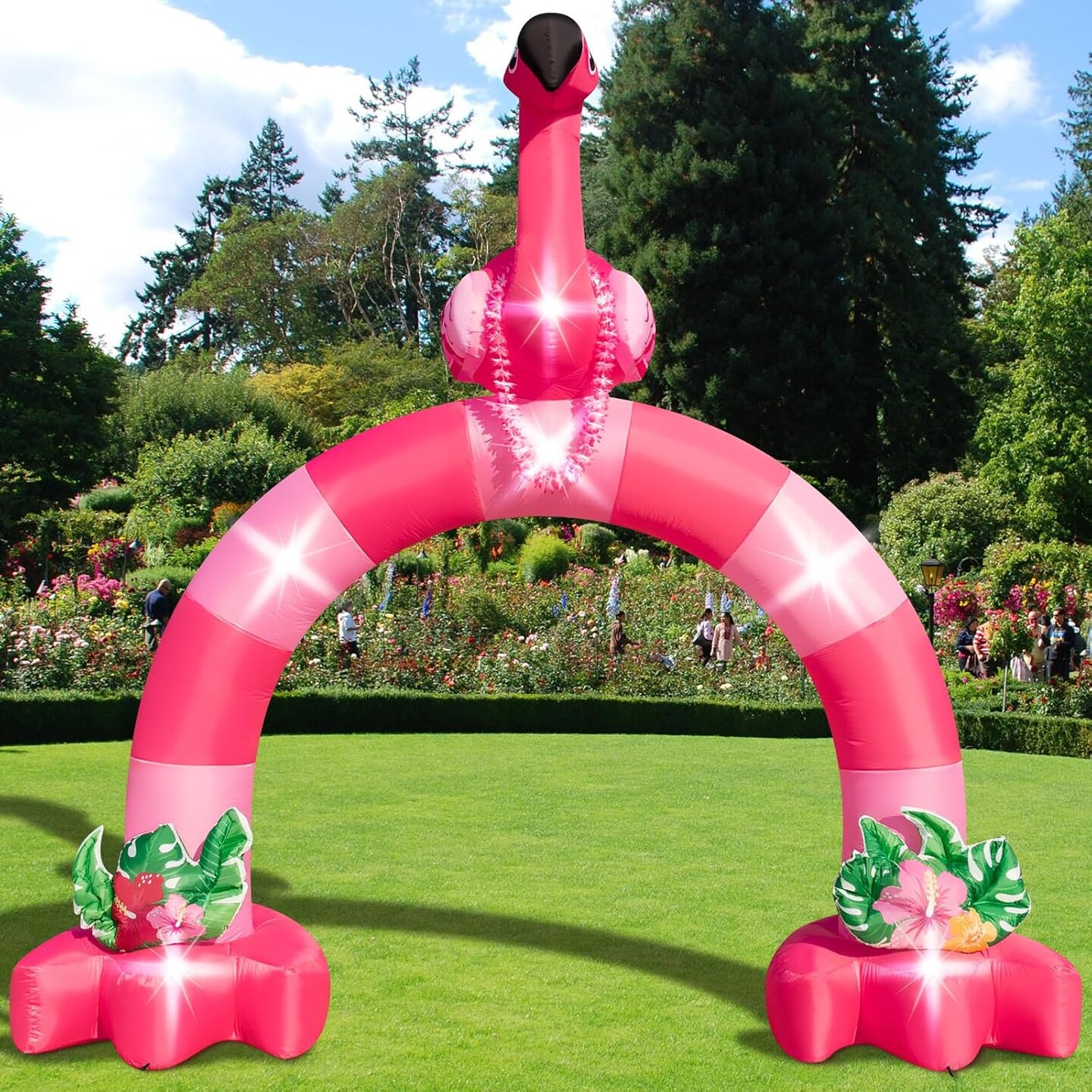 12FT Pink Flamingo Inflatable Arch with 1Blower 6LED Lights and ...