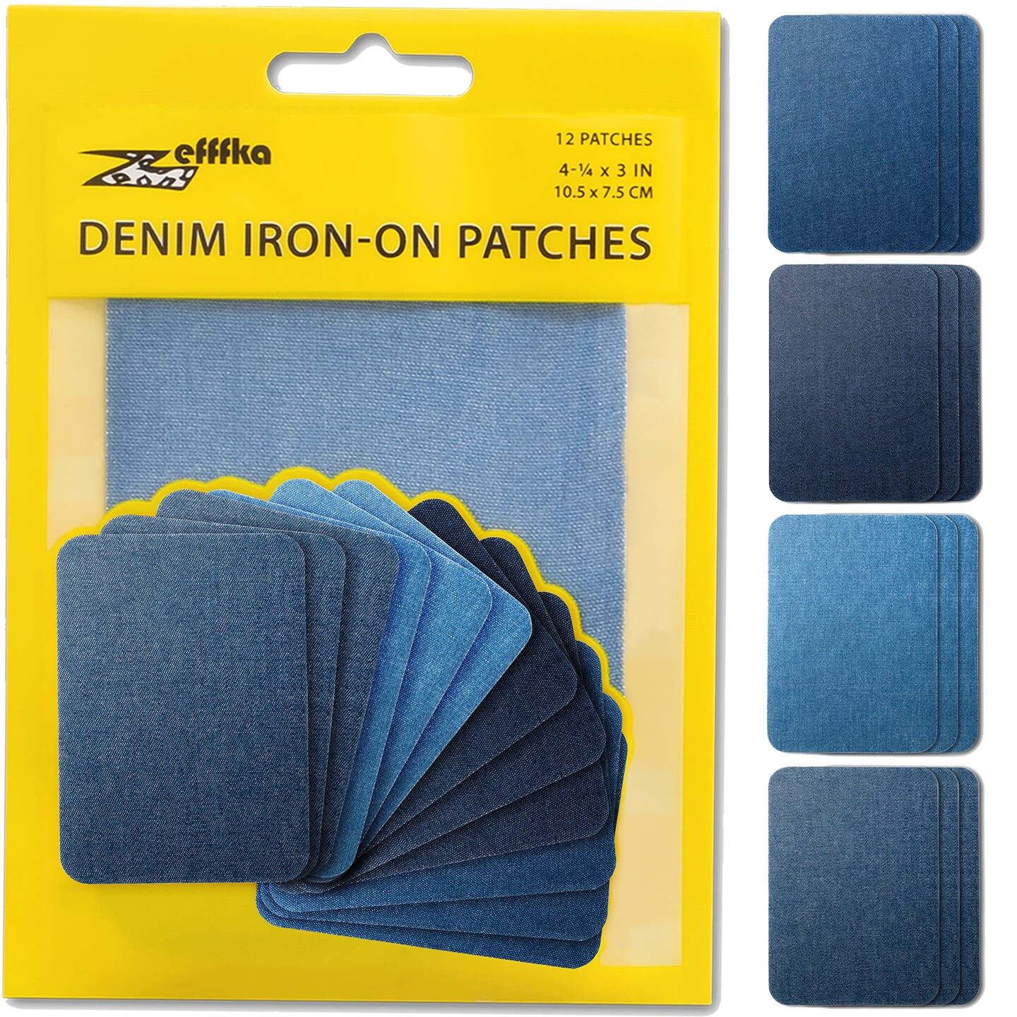 Denim Iron-on Patches Inside & Outside Strongest Glue 100% Cotton Black ...