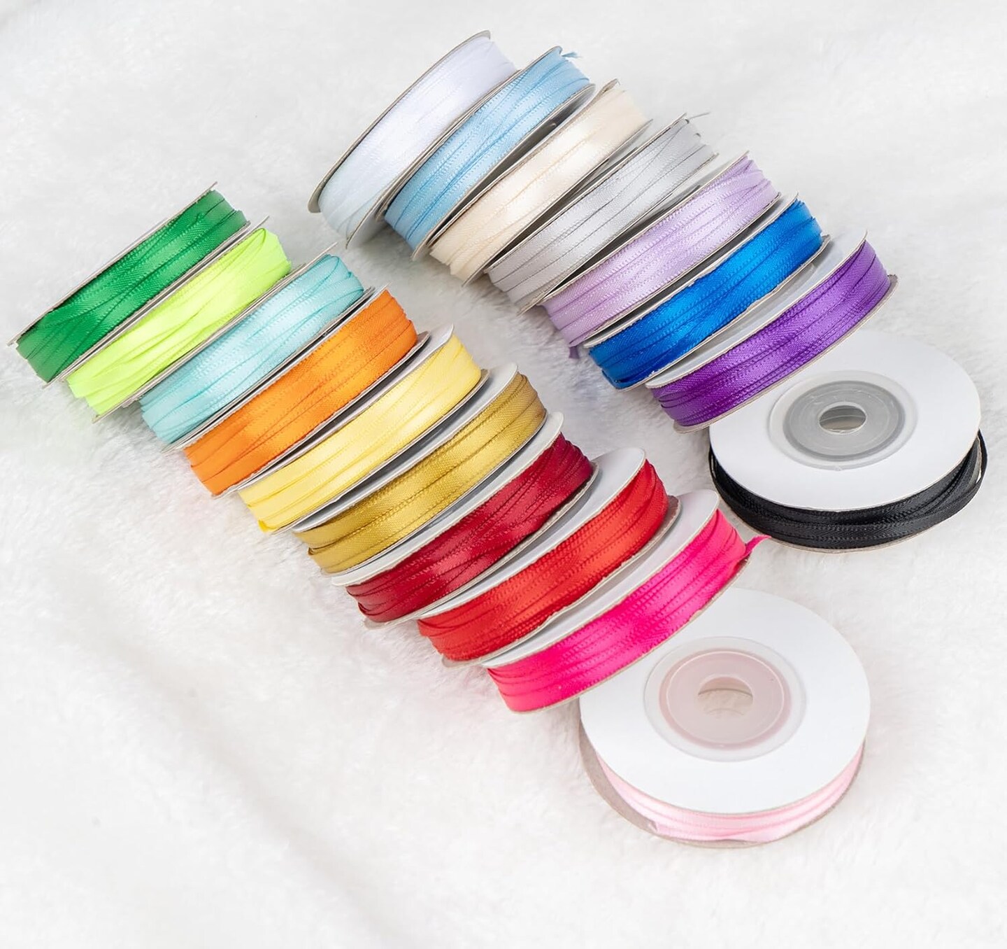 Rainbow Ribbon Solid Color Assortment 18 Colors, 1/8 inch Double Face ...