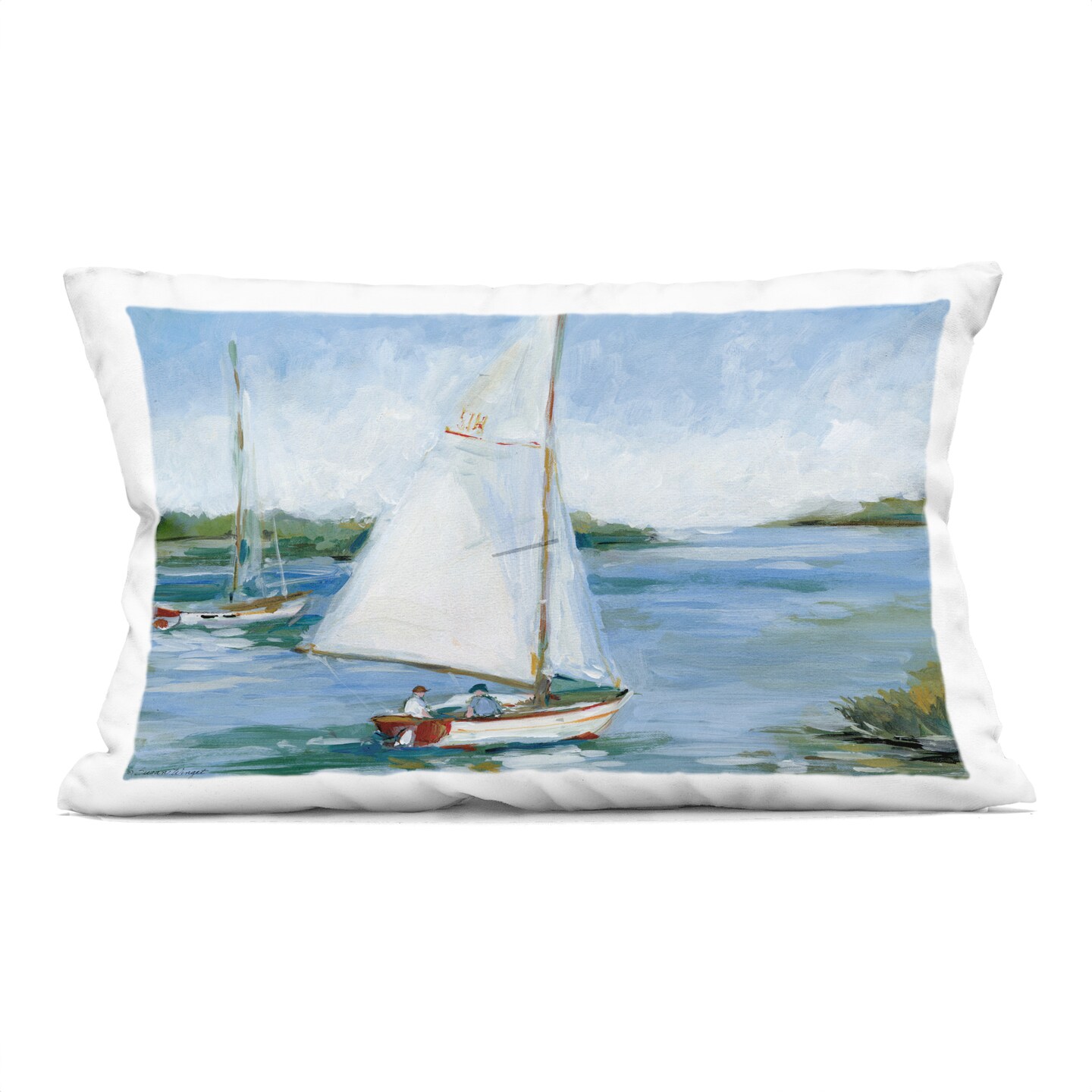 Stupell Industries Two Men on Sailboat Decorative Printed Throw Pillow ...