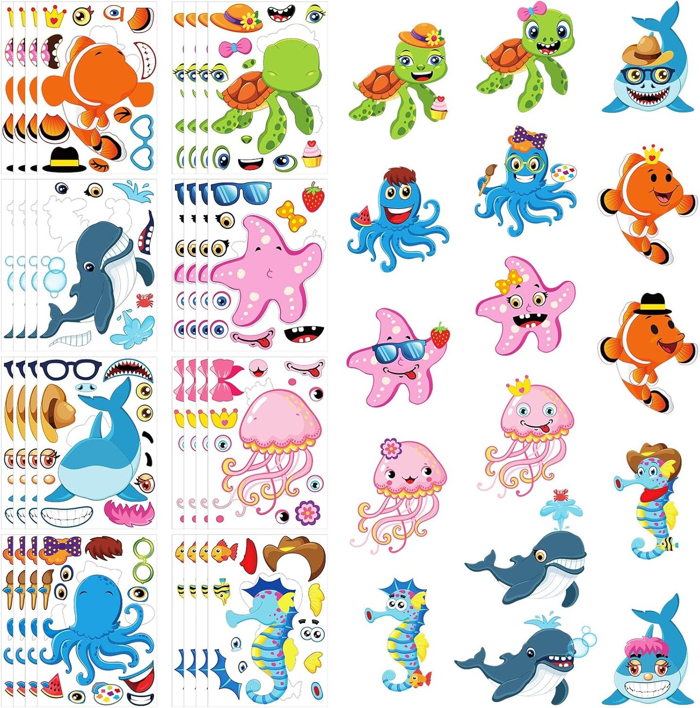 48 Sheets Ocean Stickers for Kids, Make Your Own Under The Sea Life ...