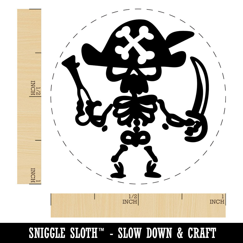 Pirate Skeleton with Gun and Sword Cutlass Bones Self-Inking Rubber ...