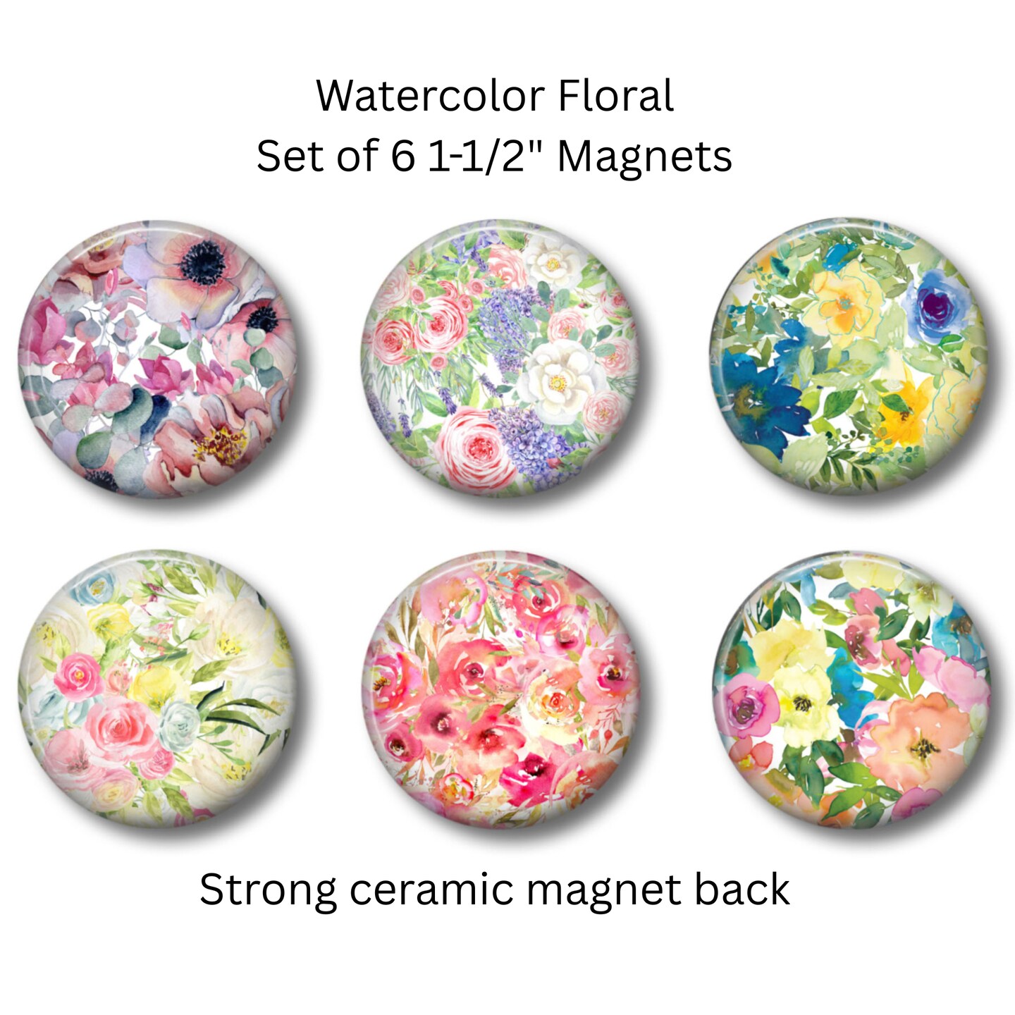 Beautiful Watercolor Flowers Kitchen Refrigerator Magnets, Set of 6, 1. ...