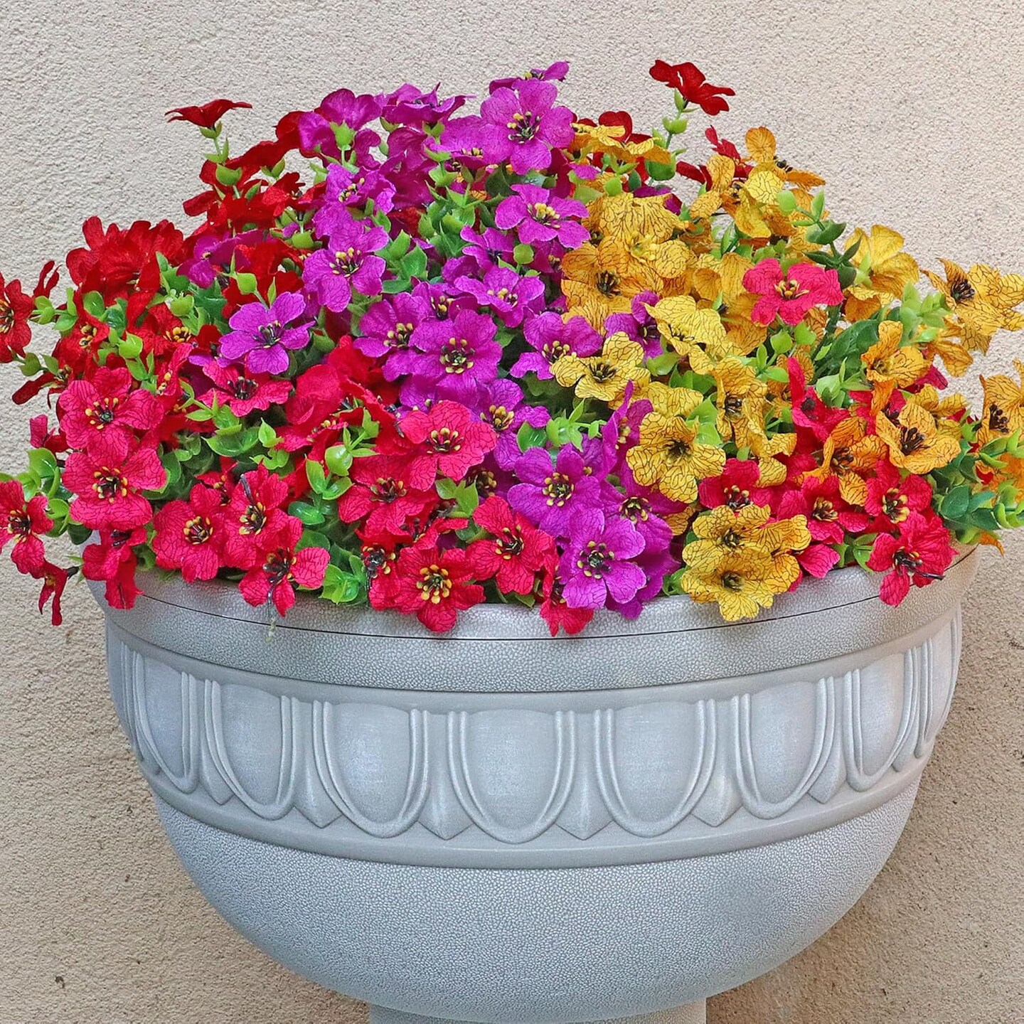 16 Bundles Artificial Flowers for Outdoors, No Fade Faux Greenery ...