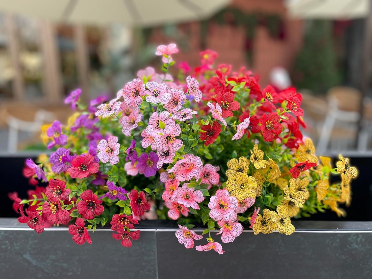 Artificial Flowers for Outdoors 16 Bundles UV Resistant Faux Silk Mix ...