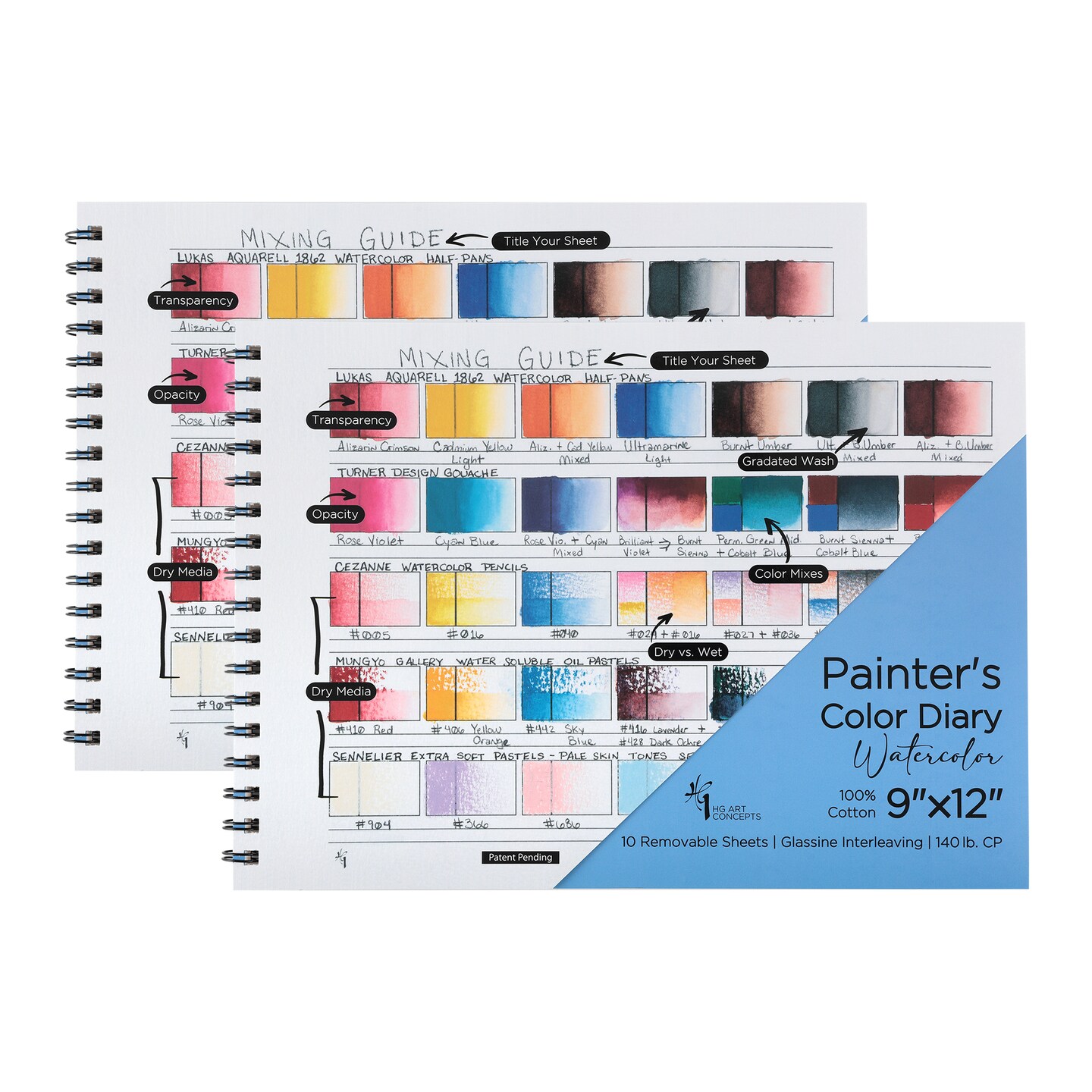 HG Art Concepts Painters Color Diary - 9x12" 140lb Spiral-Bound Acid ...