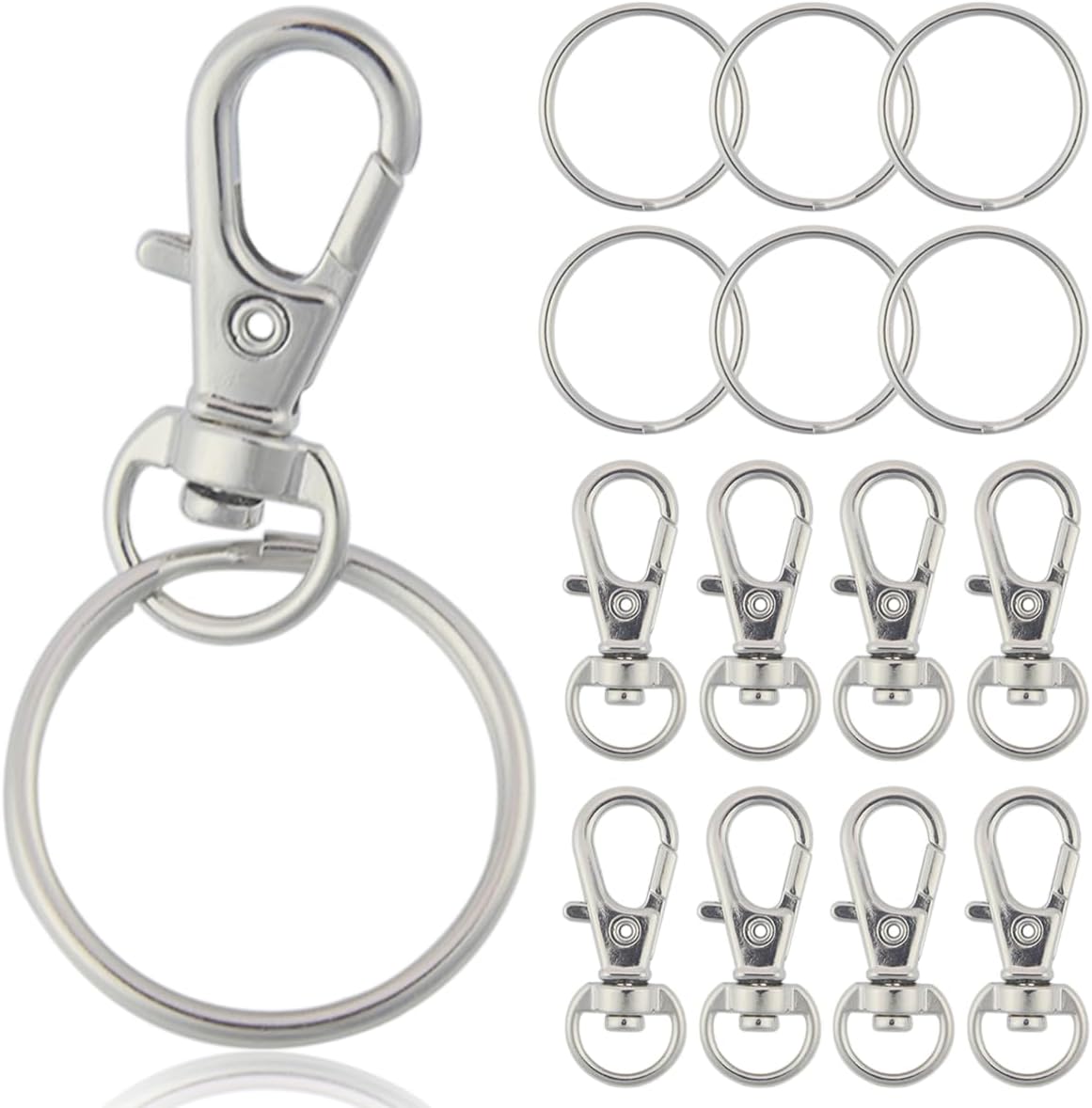 60PCS Metal Keychain Kit - 30 Swivel Lobster Claw Clasps & 30 Split ...