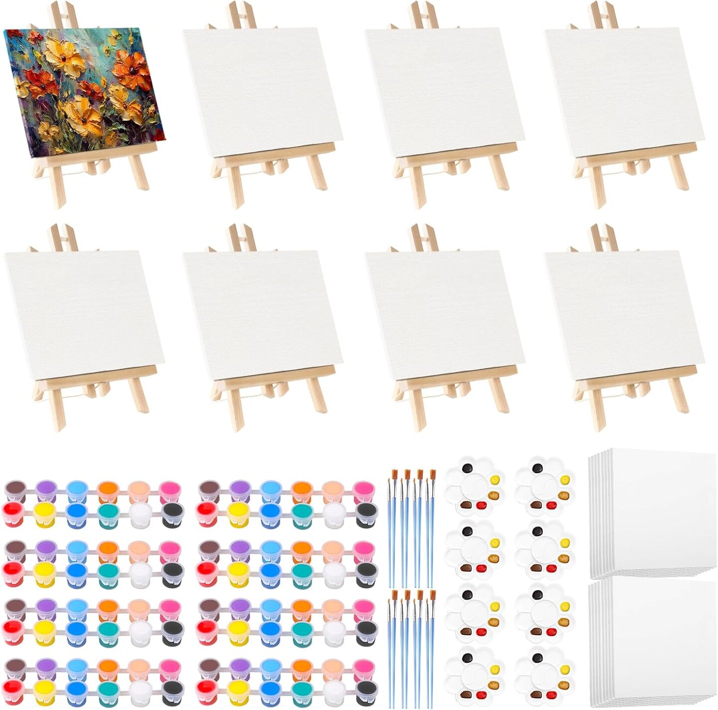 16 Pack 8 * 10In Canvas Boards for Painting with 8 PCS 11.8In Wood ...