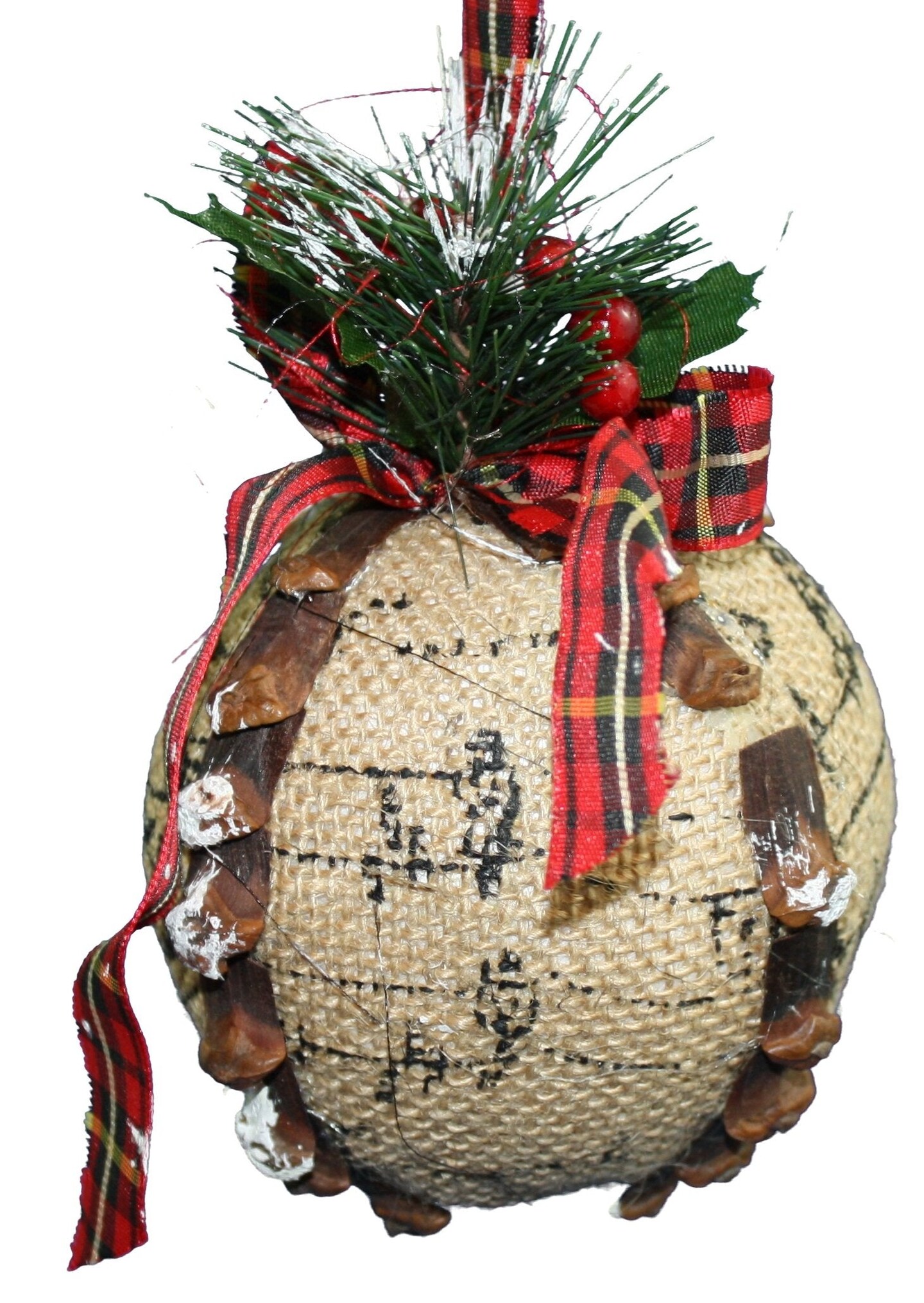 Burlap Ball Holiday Ornament - Red Black and Gold Ribbon | Michaels