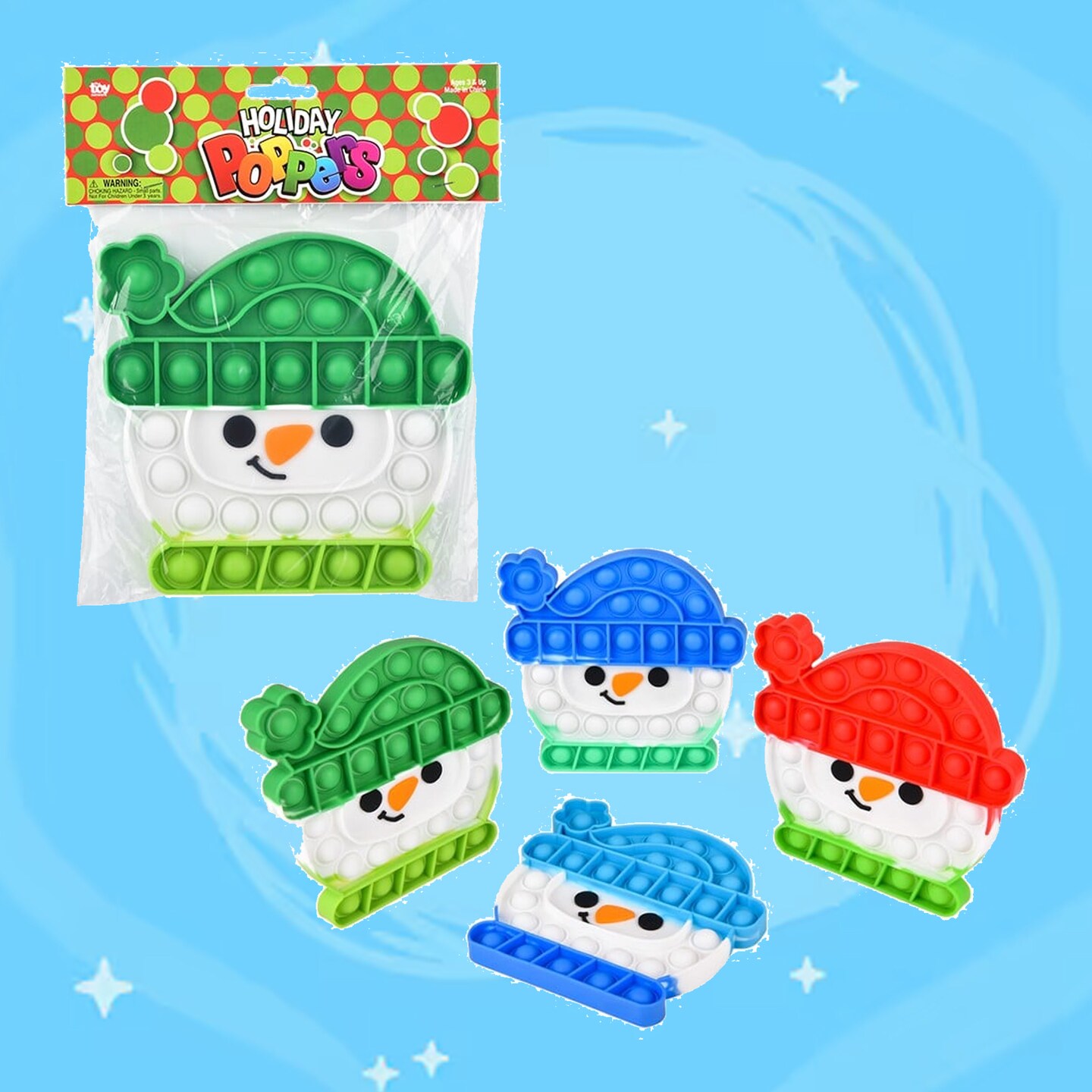 12 Piece Snowman Bubble Popper with Winter Hat Fidget Toy 6 Inch | Michaels