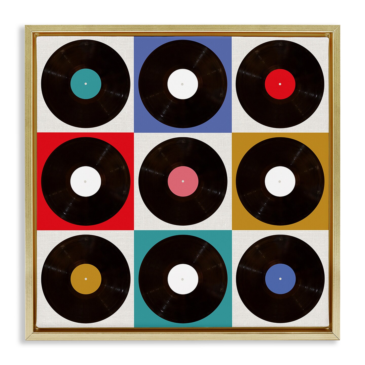 Stupell Industries Geometric Music Records Floating Frame Design by ...
