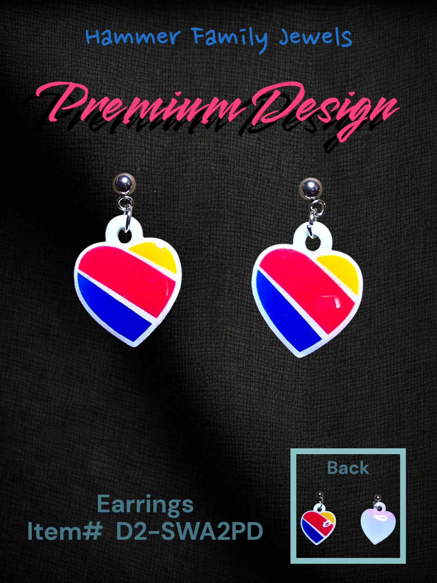 SWA Southwest Air Heart Premium Fan Art Earrings | MakerPlace by Michaels