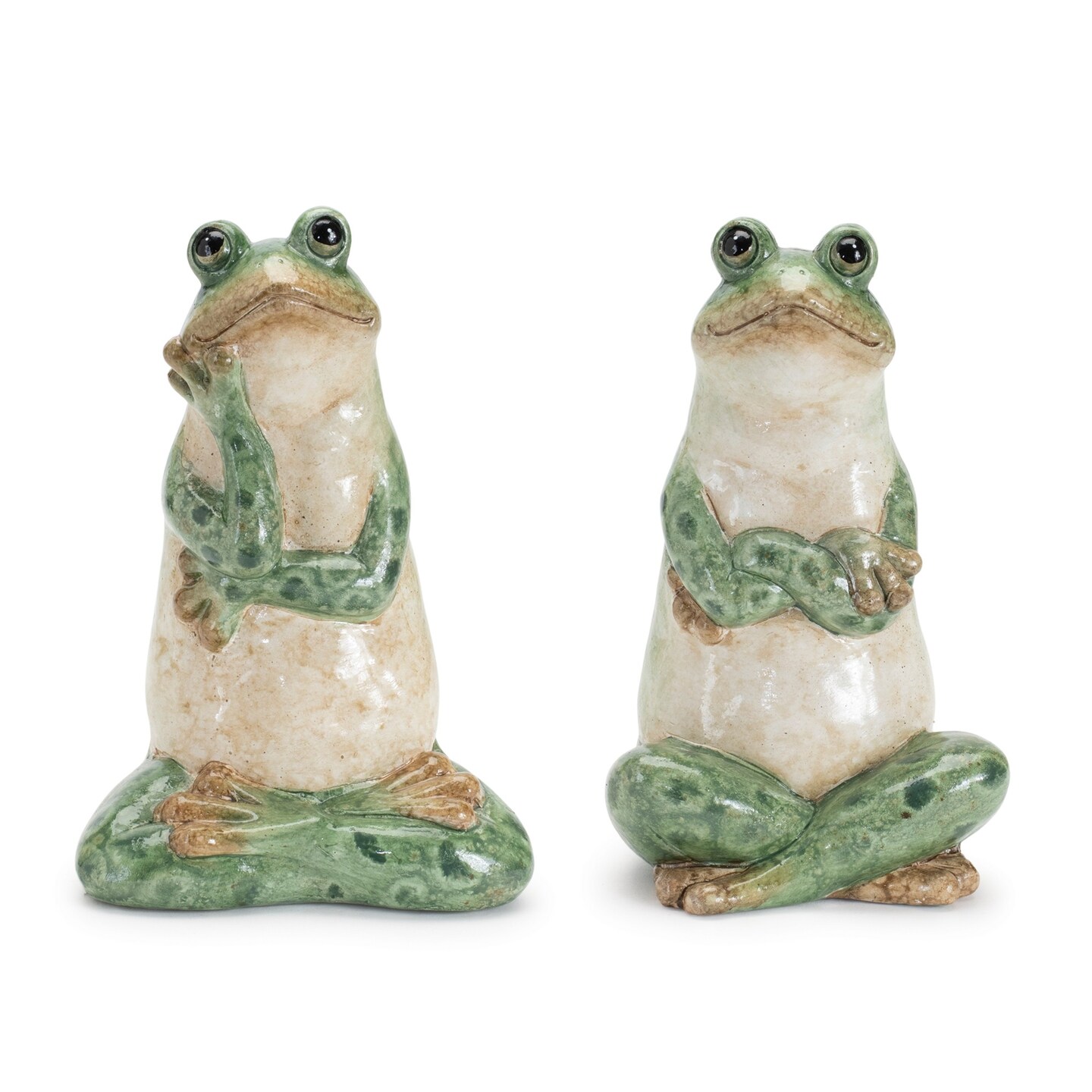 Melrose Sitting and Thinking Frog Ceramic Outdoor Garden Statues - 7.5 ...