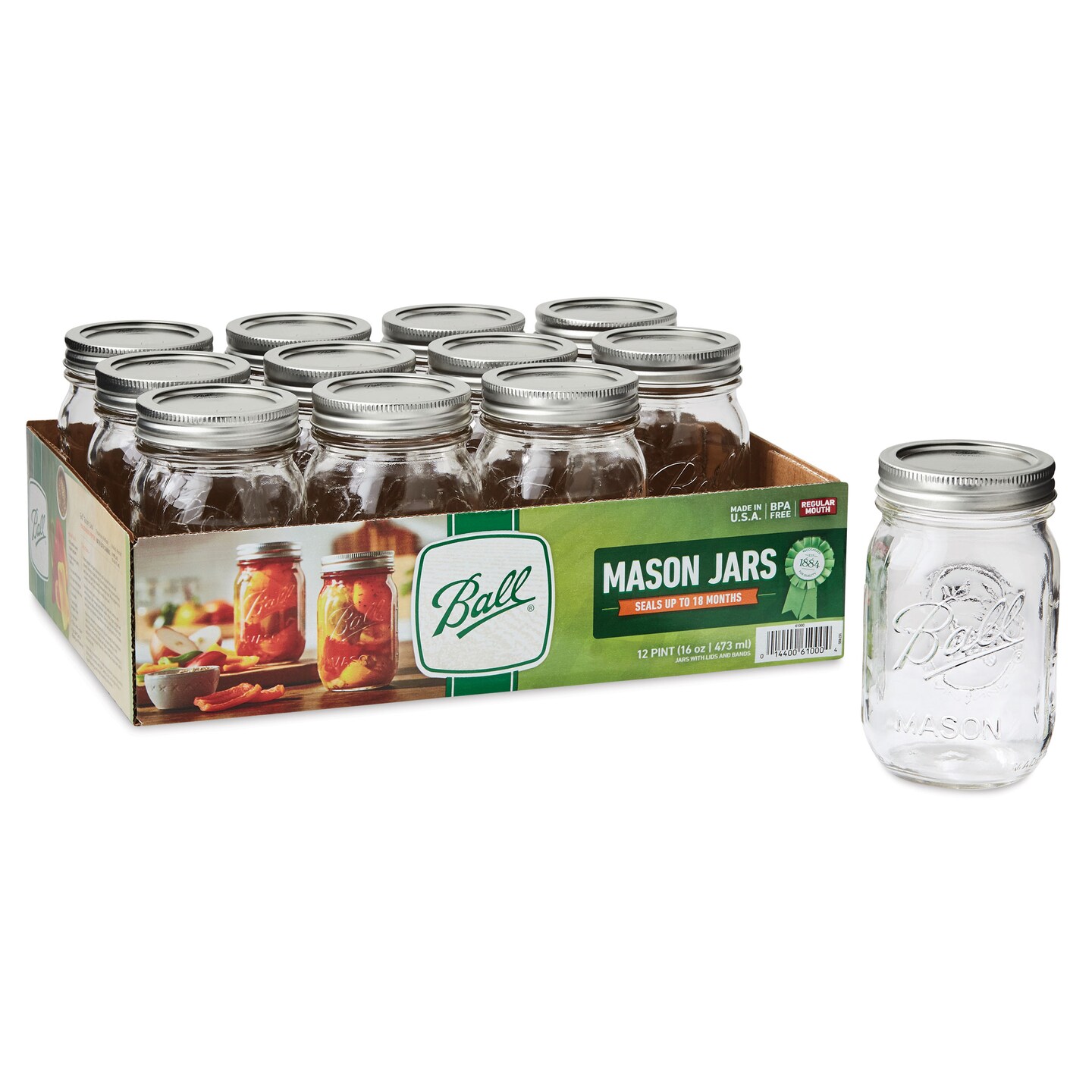 Ball Mason Jars and Lids - 16 oz, Regular Mouth, Pkg of 12 | Michaels