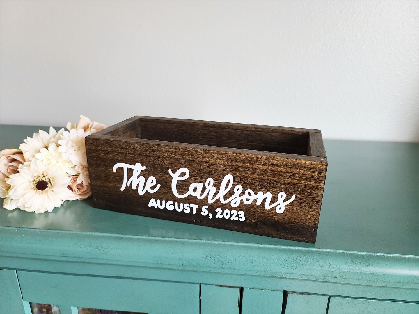 Personalized Wedding Card Box, Rustic wedding decor, open top card ...