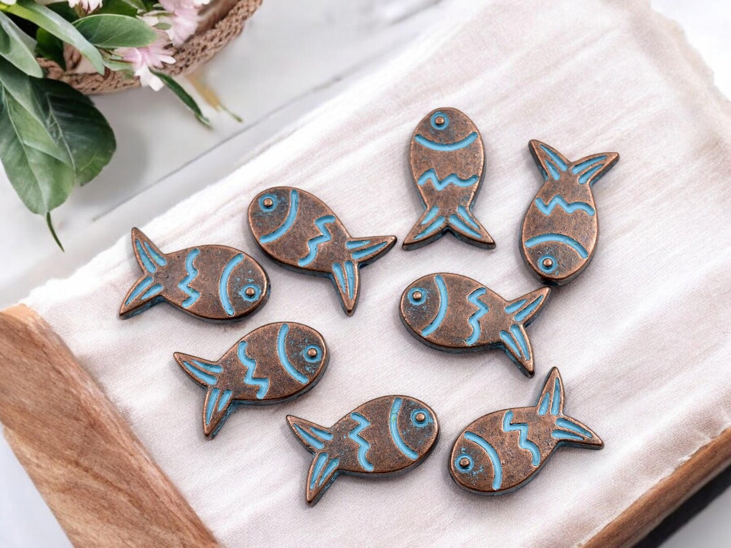 *30* 20x13mm Copper Patina Fish Beads | Michaels