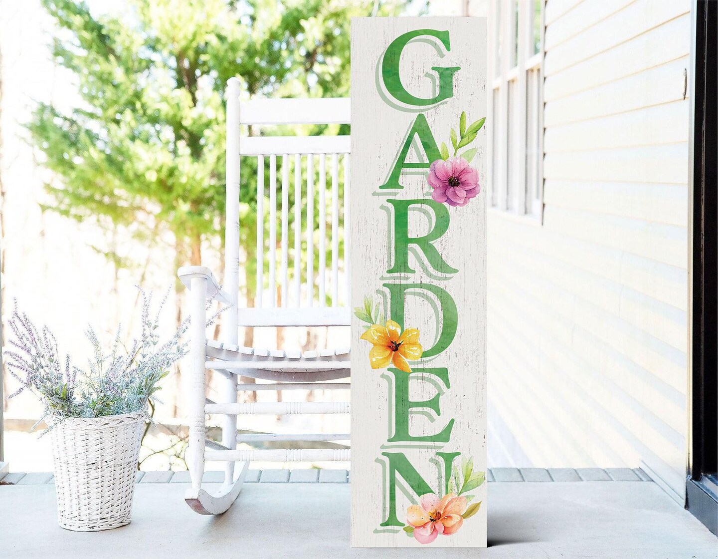 36in Spring Garden Sign for Front Door Wooden Porch Sign, Front Porch ...