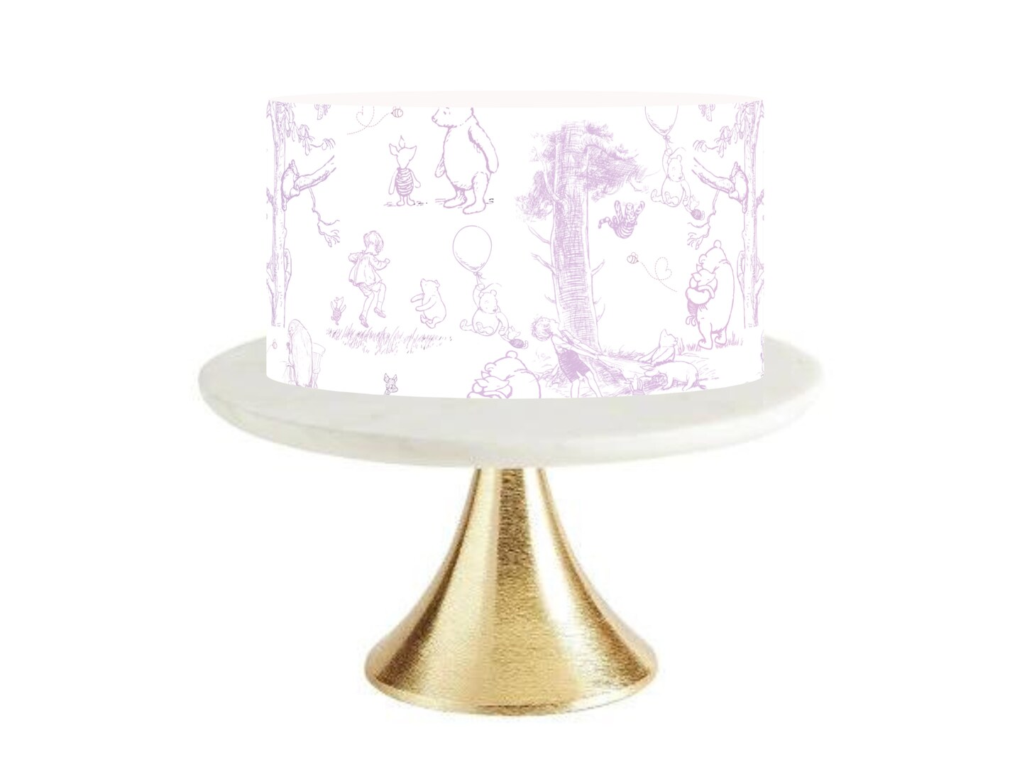 Pooh Bear Toile Baby Shower Cake Topper Edible Image Pooh Bear Baby ...