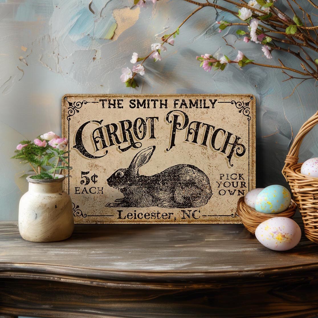 Personalized Custom Carrot Patch Metal Sign Spring Easter Decoration ...