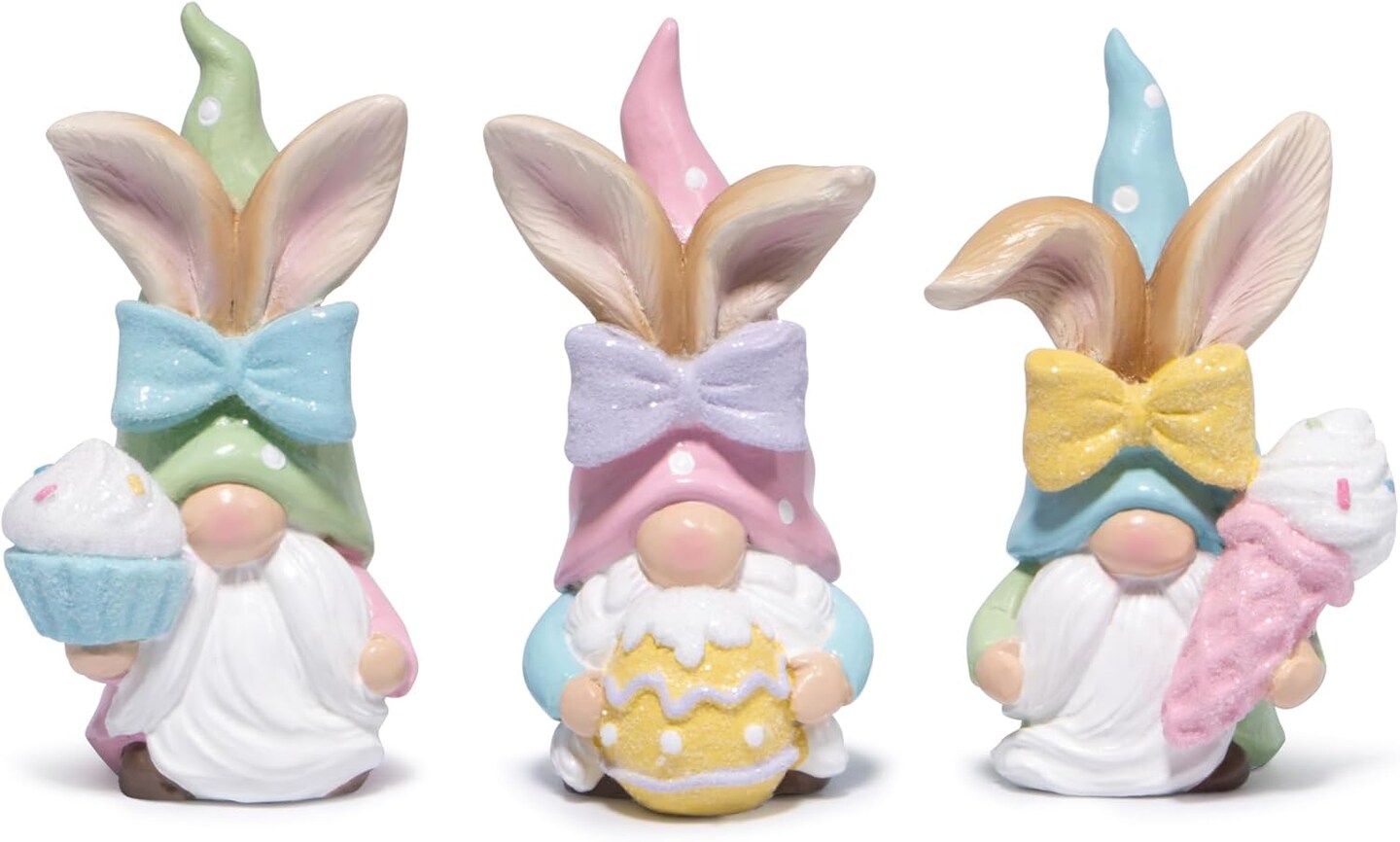 3 PCS Easter Gnomes Decor Resin Easter Bunny Gnomes Decoration Handmade ...