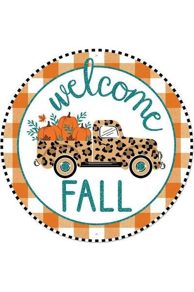 8" Metal Sign: Welcome Fall Leopard Truck | Michaels