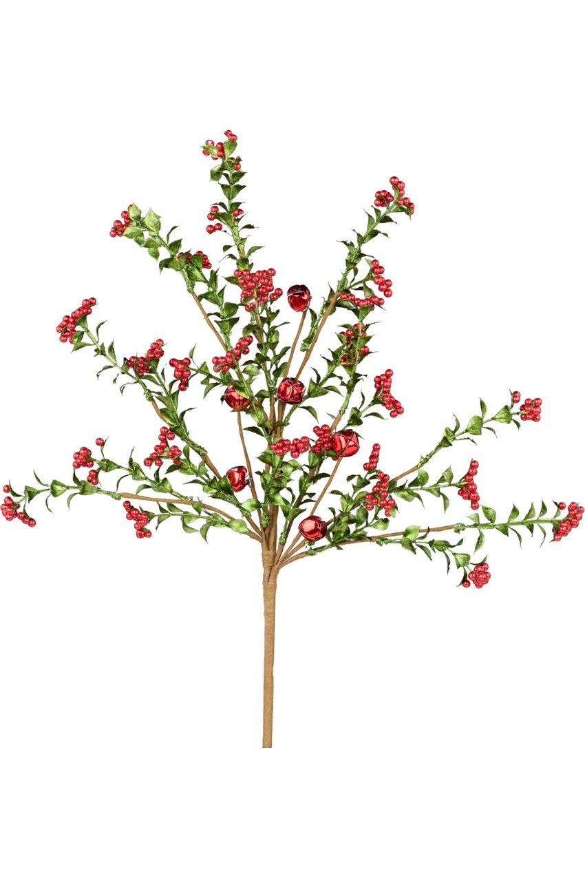 18" Jingle Bell Berry Leaf Spray: Red/Green | Michaels