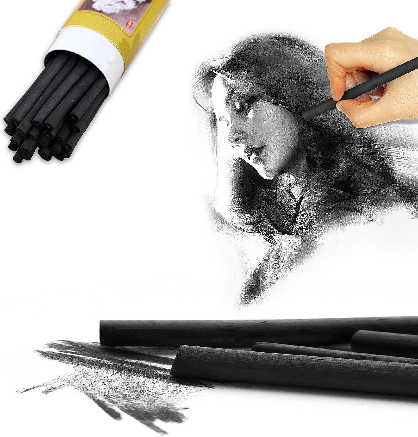 25 Pcs Charcoal Pencils,Vine Charcoal,Black Artist Vine Charcoal Willow ...