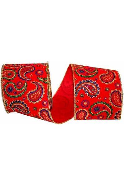 4" Red Velvet Paisley Jewel Ribbon: Jeweltones (10 Yards) | Michaels