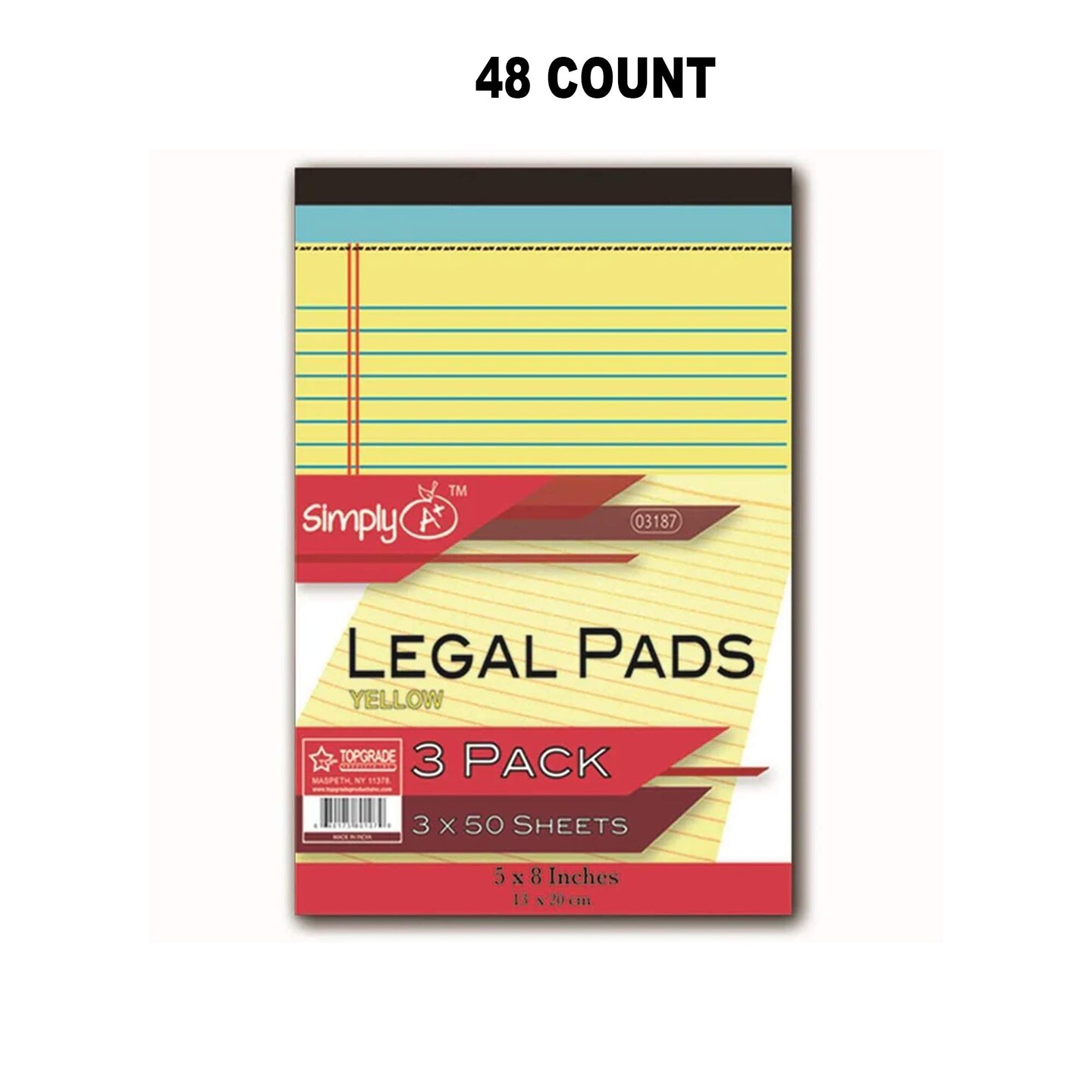 3Ct Legal Pad Yellow 5x8 Inches 50 Sheets Compact Ruled and Durable ...