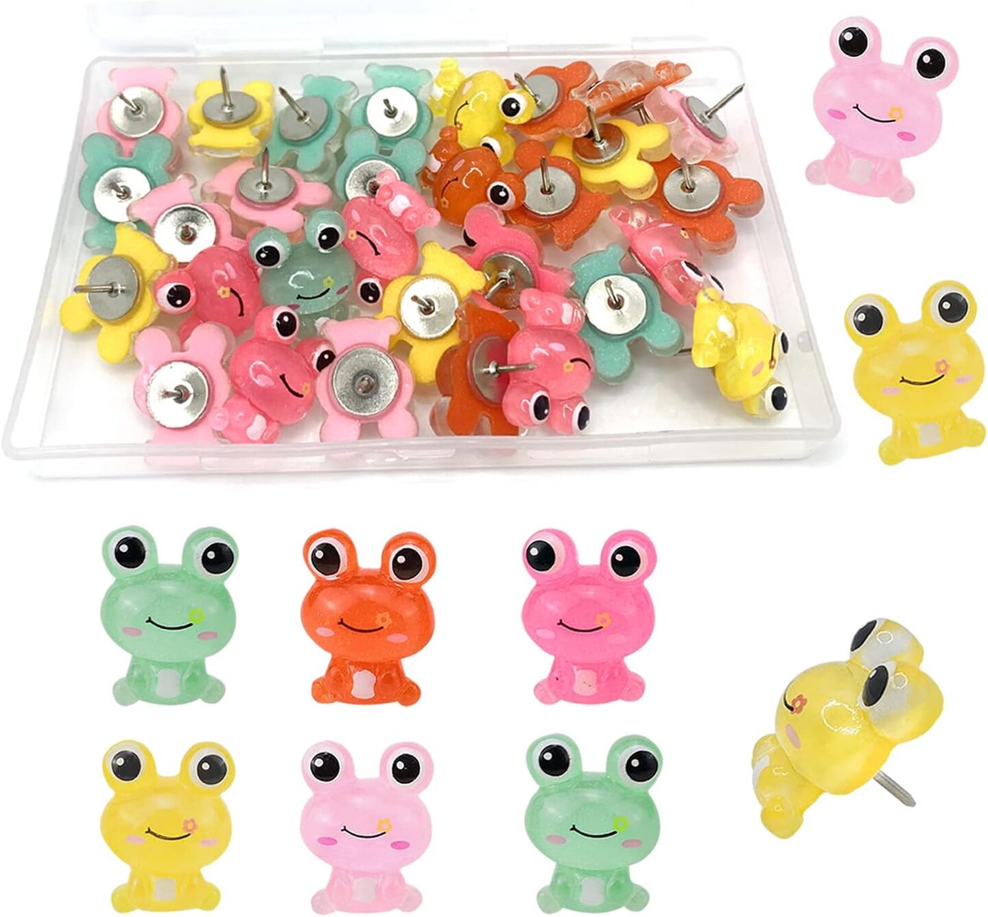 30 pcs Frog Push Pins Animal Thumbtacks Cork Board Pushpins for Photos ...