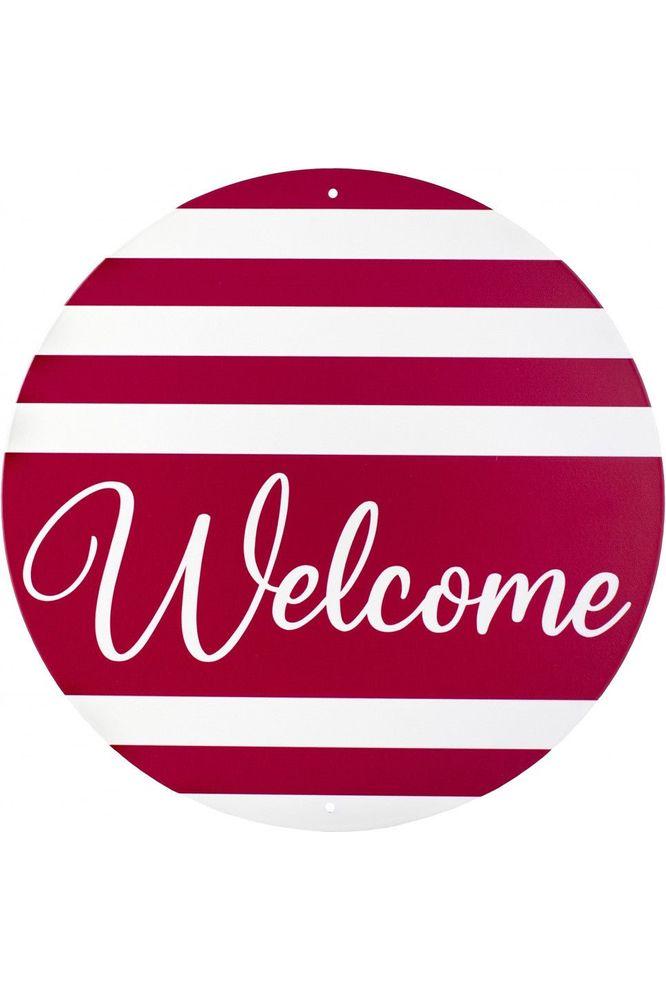 12" Metal Sign: Welcome Red Stripes | Michaels