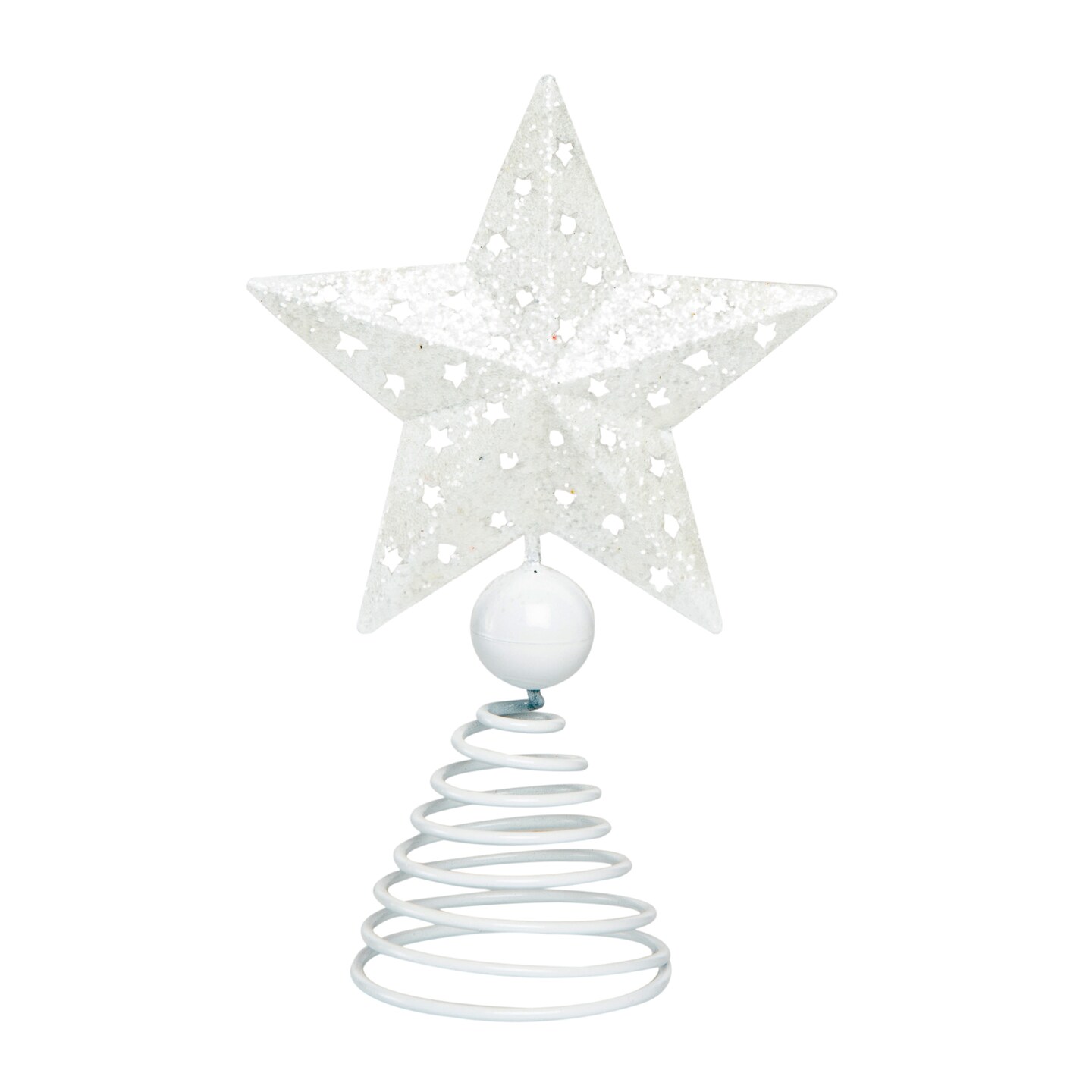 White Metal Die-Cut Star Tree Topper Elegant Christmas Decor, Color ...
