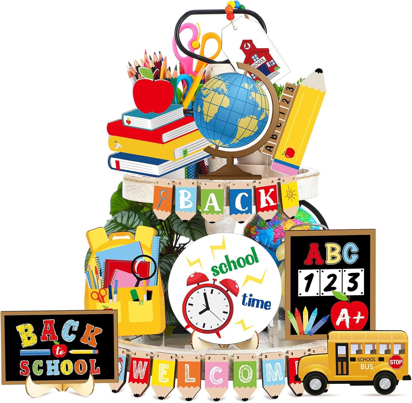 24 Pieces Back to School Theme Tiered Tray Decoration | Michaels