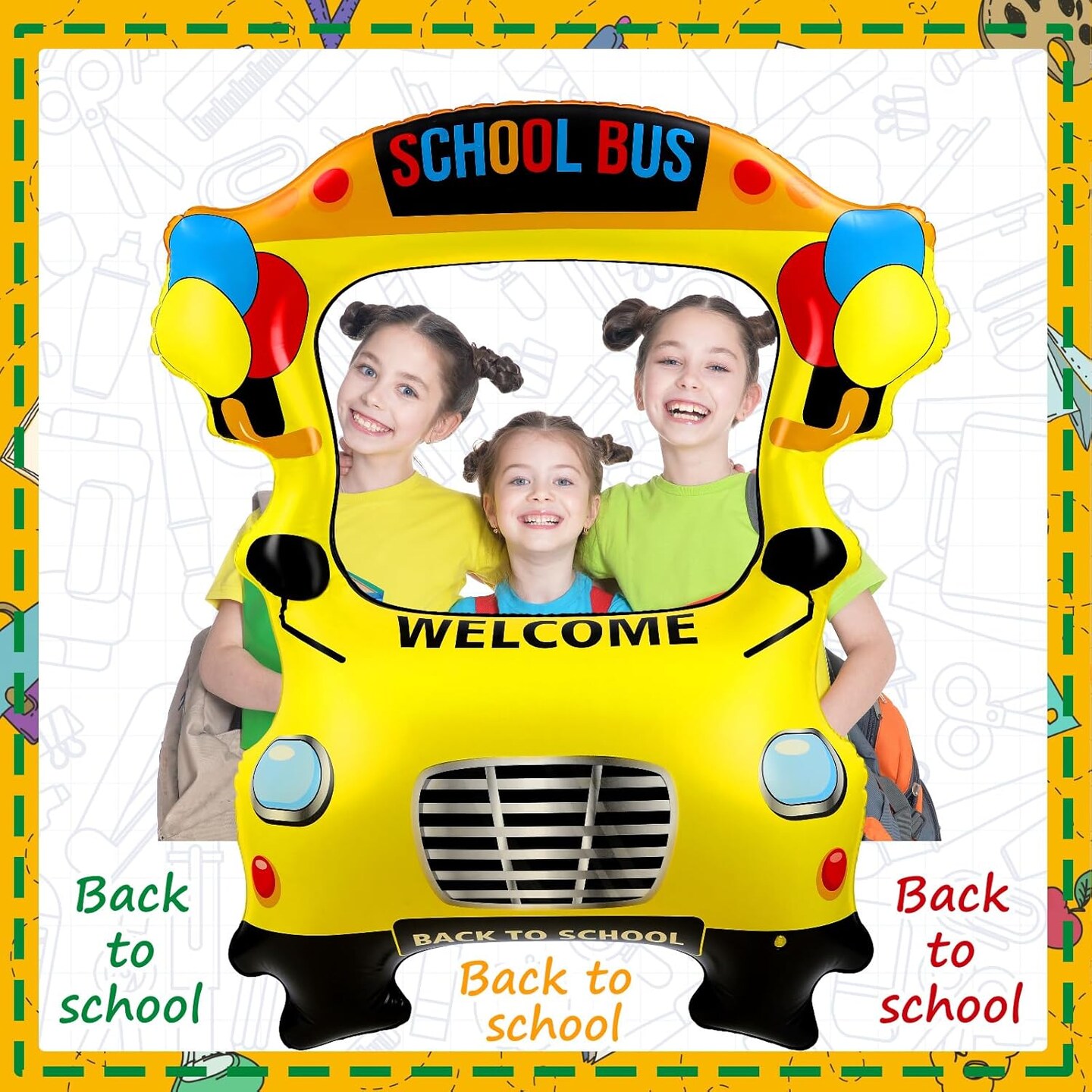 51 Inch Back to School Photo Prop Frame Bus Inflatable | Michaels