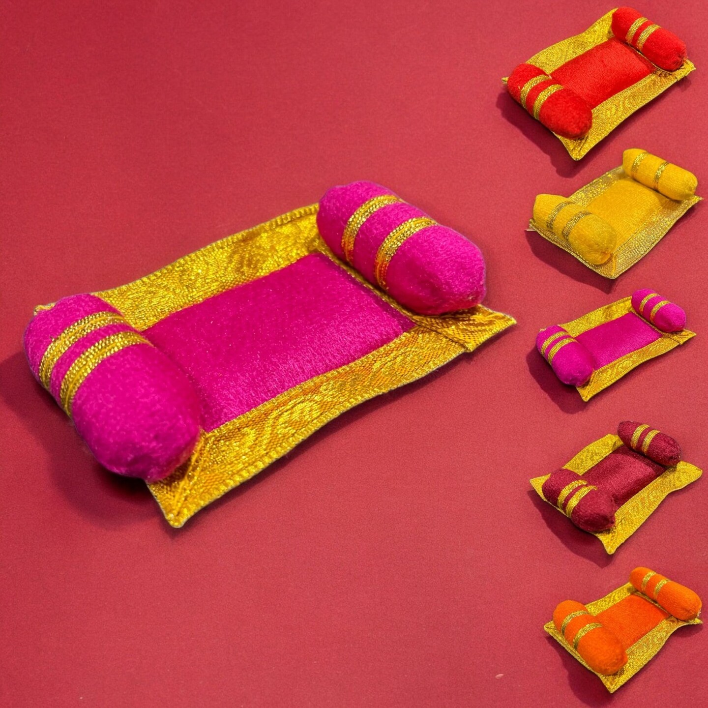 Mini Laddu Gopal Velvet Asan Takiya Pillow Set for Lord Ganesha ...