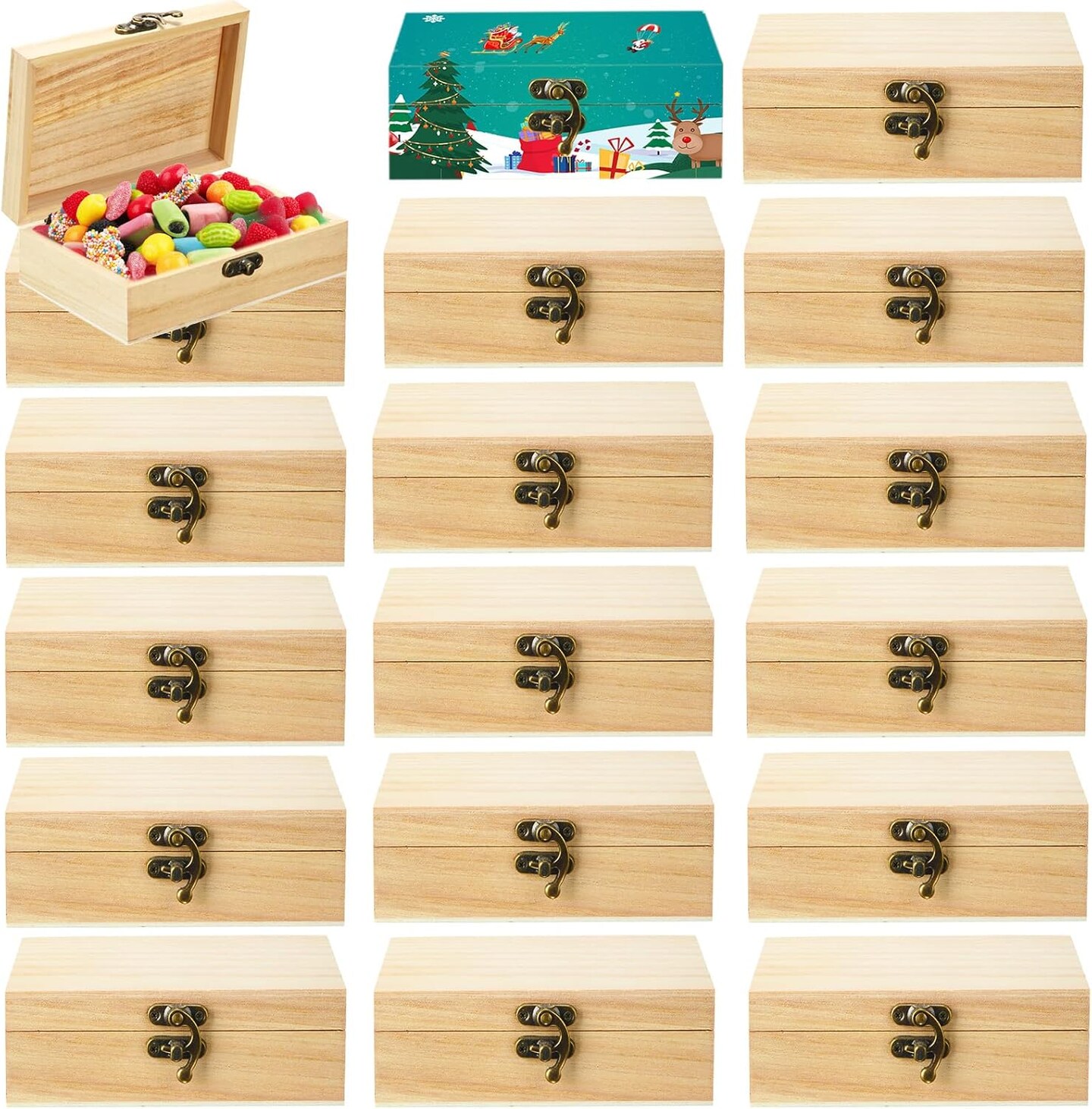 Unfinished Wooden Box with Hinged Lid Wood Small Craft Unpainted ...