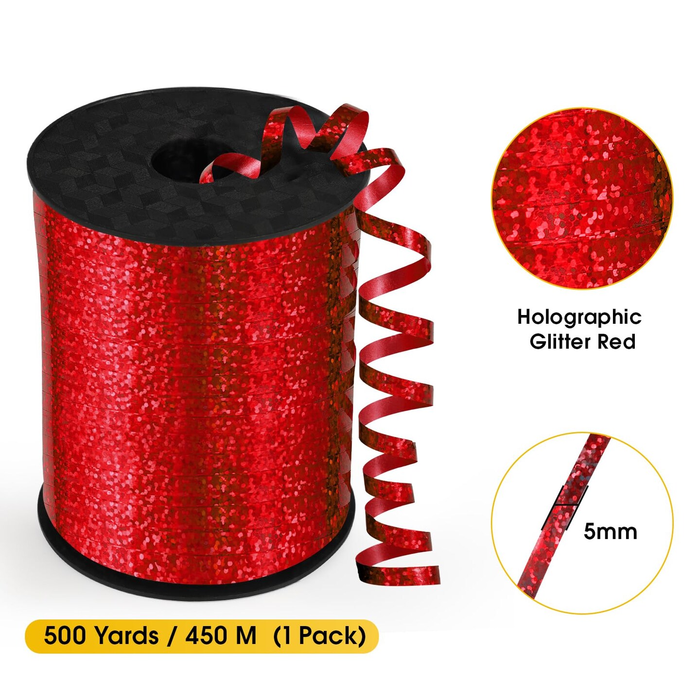 Red Curling Ribbon - 500 Yard Shiny Metallic Curling Ribbon for Gift ...