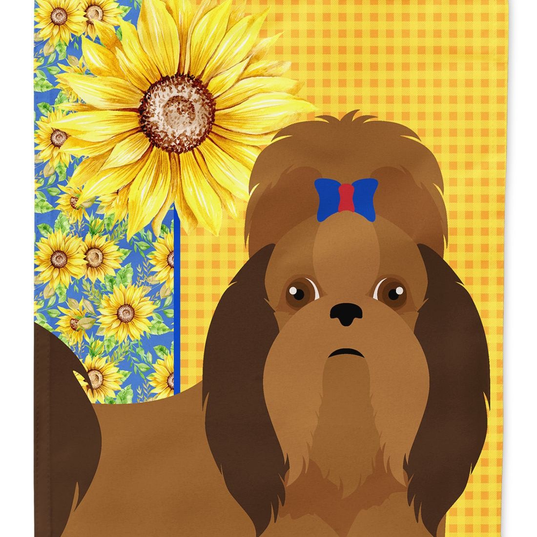 Edge Collections - 28" X 40" - Red - Summer Sunflowers Shih Tzu Large ...
