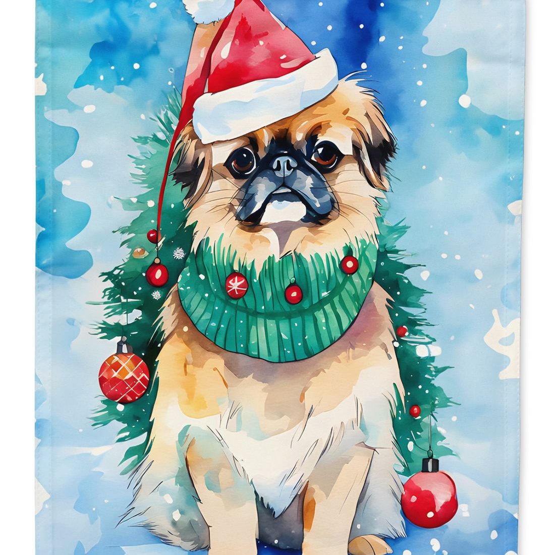 Edge Collections - 28" X 40" - Multicolor - Pekingese Christmas Large ...