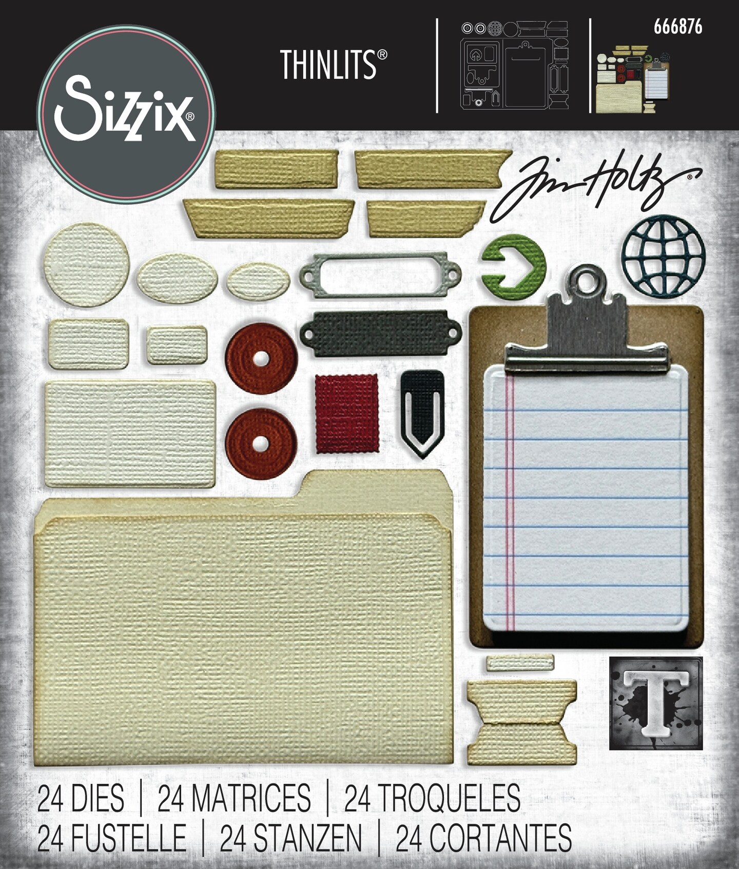 Sizzix Thinlits Die Set 24/Pkg by Tim Holtz-Vault Noteworthy, Count: 1 ...
