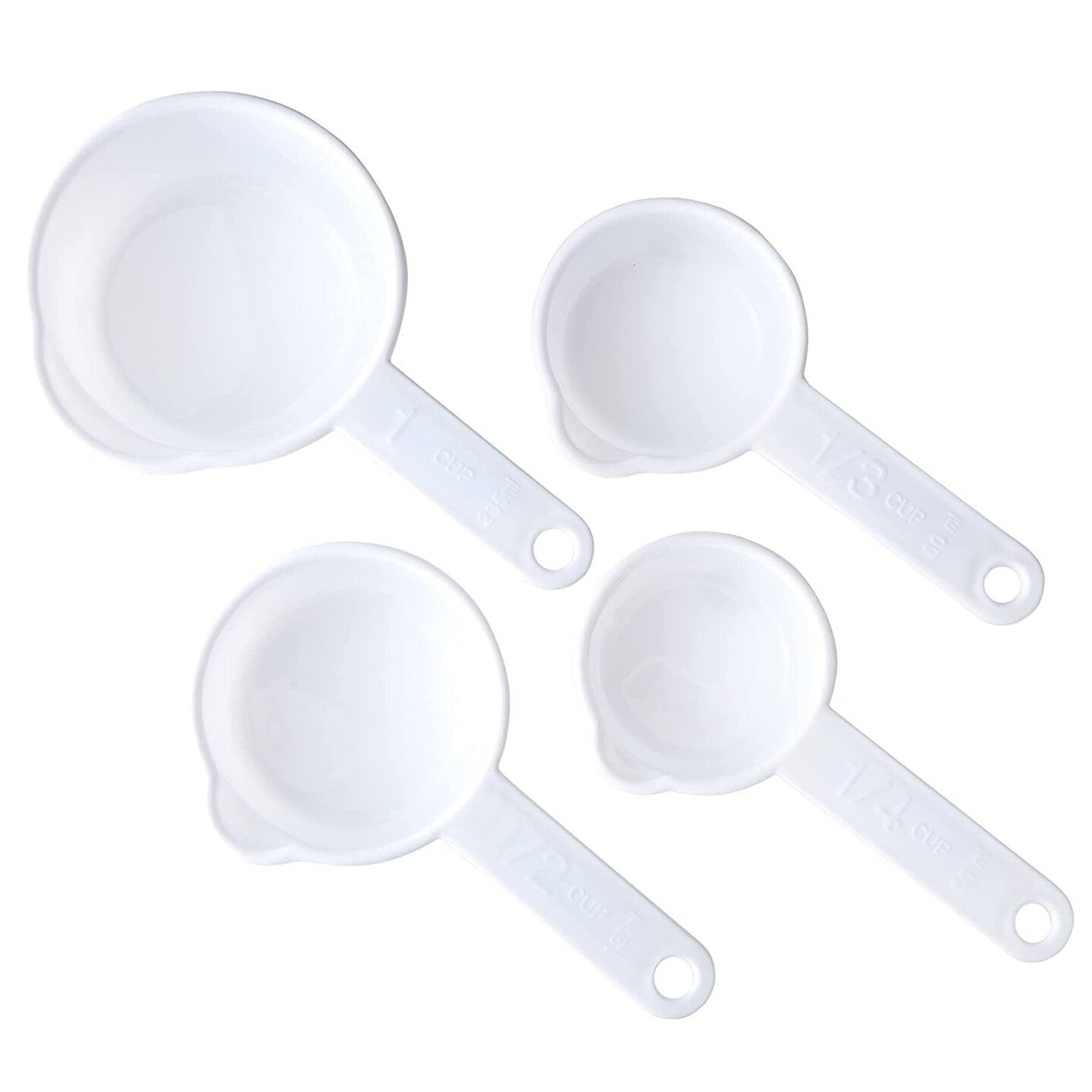 Chef Craft 4pc Durable White Plastic Measuring Cup Set - 1/4, 1/3, 1/2 ...