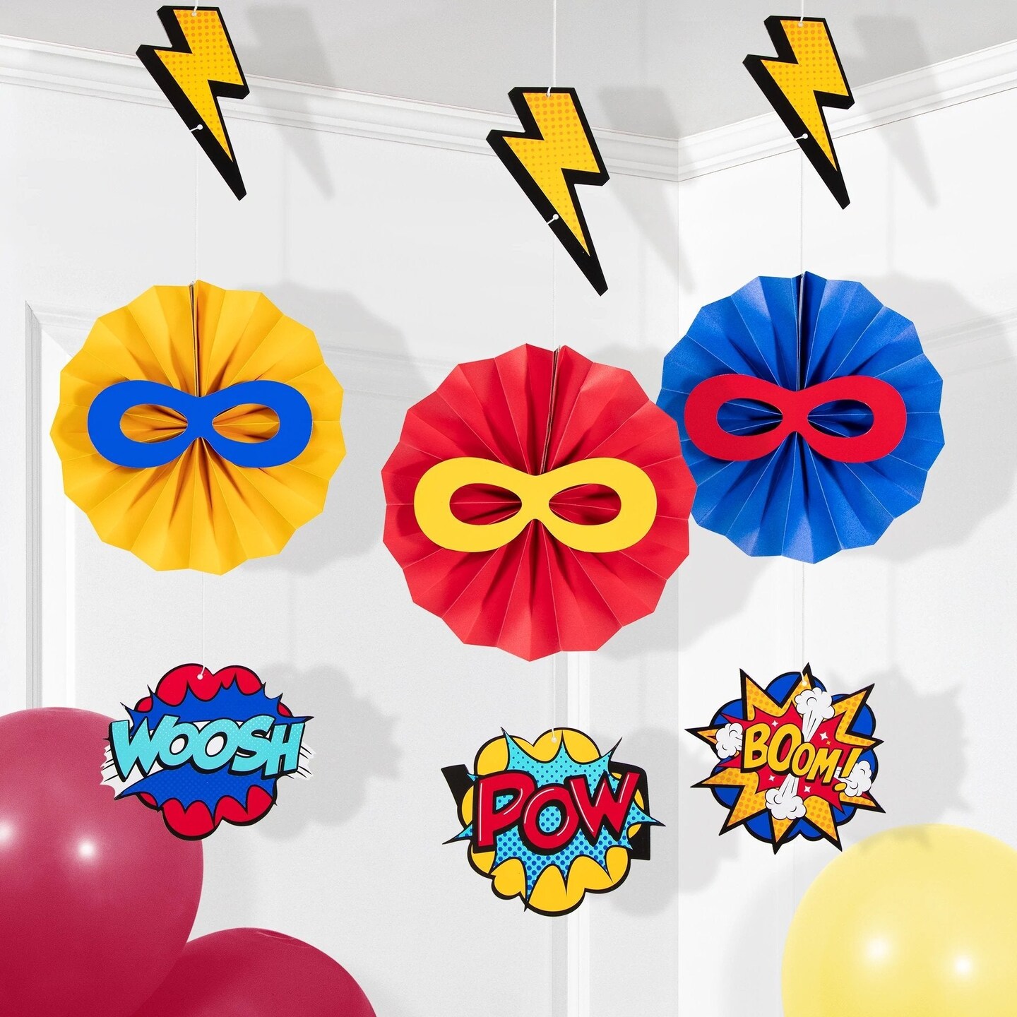 Superhero Party Hanging Paper Fans - 3ct | Michaels