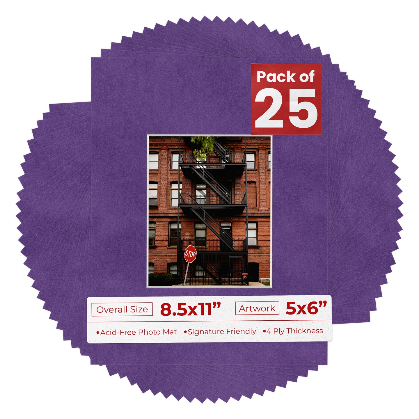 Purple Suede Mat Board for 8.5x11 Frames - Fits 5x6 Photos, Color ...