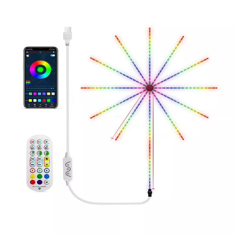 Kitcheniva 94 LED Firework Strip Light Dream Color RGB Remote Control ...