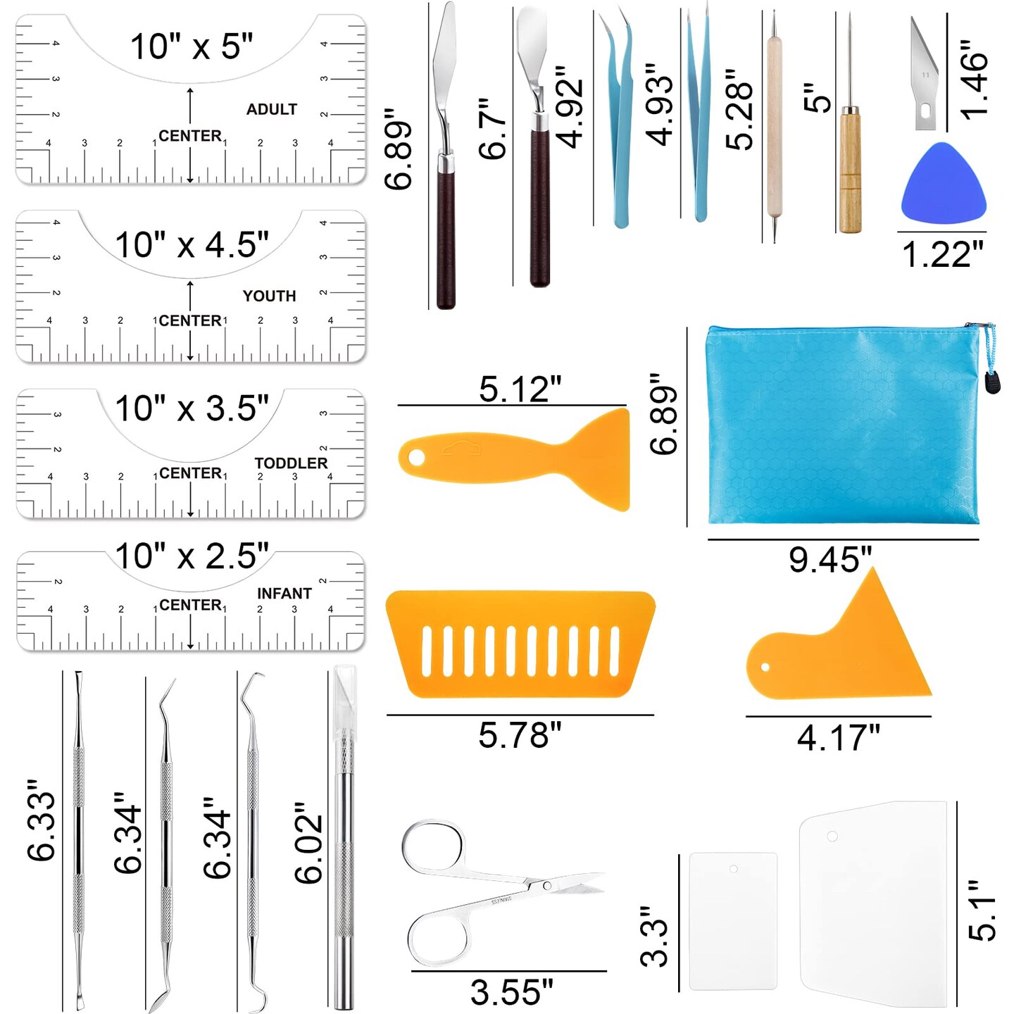 33 Pieces Vinyl Weeding Tools with T-Shirt Ruler Guide,Craft Tools Set ...