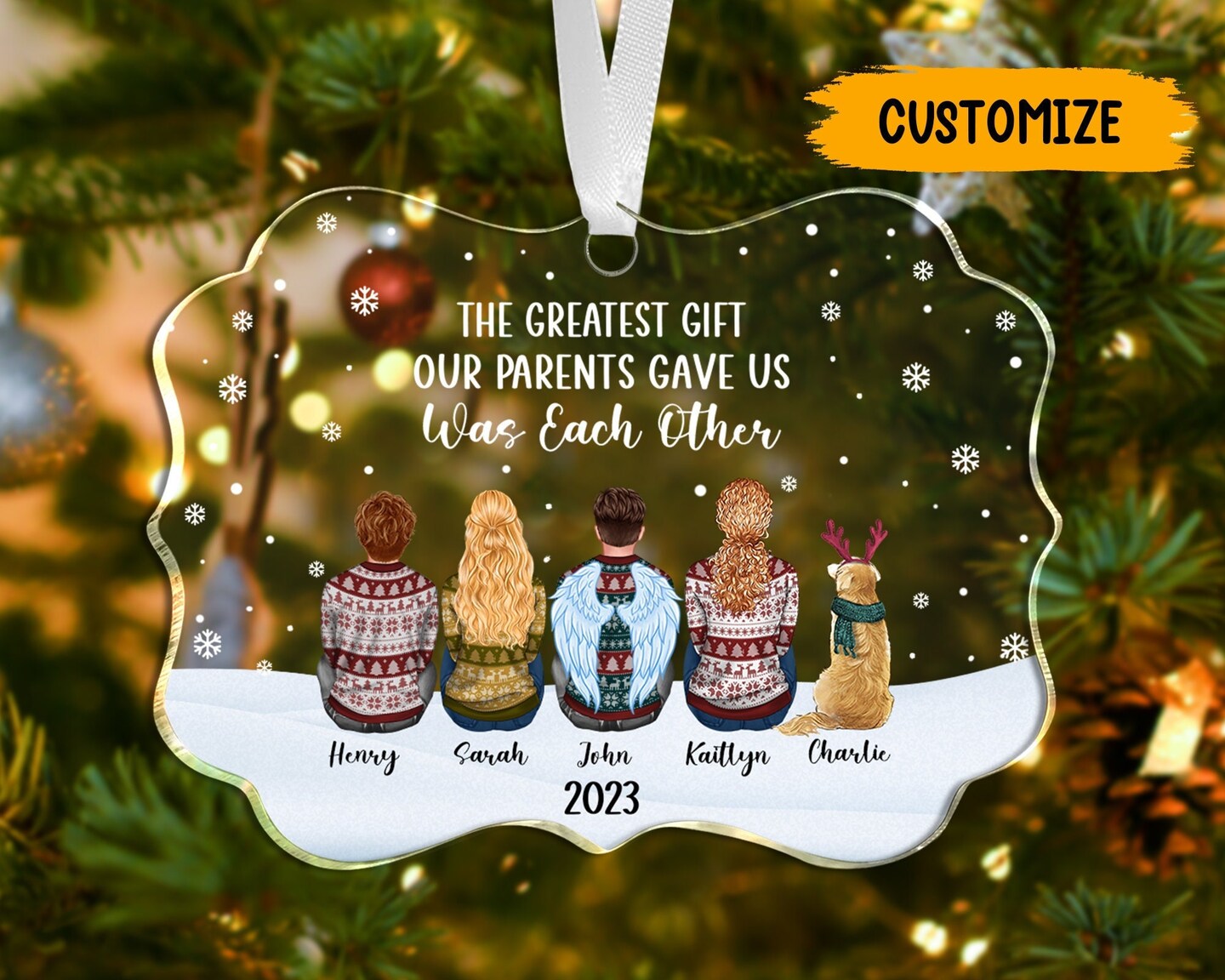 Custom Siblings Ornament, Family Christmas Ornament 2024, Brothers and ...