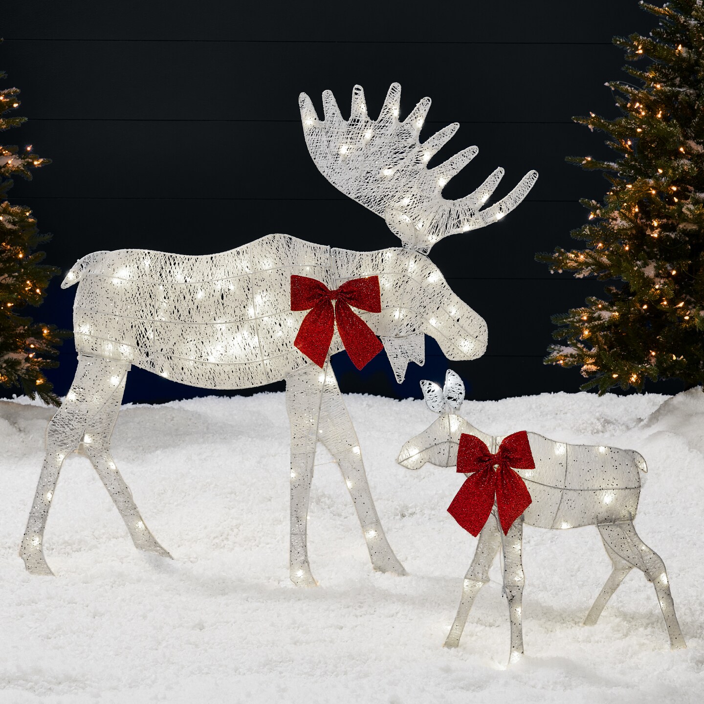 Best Choice Products 4ft 2-Piece Lighted 2D Christmas Moose Set Outdoor ...