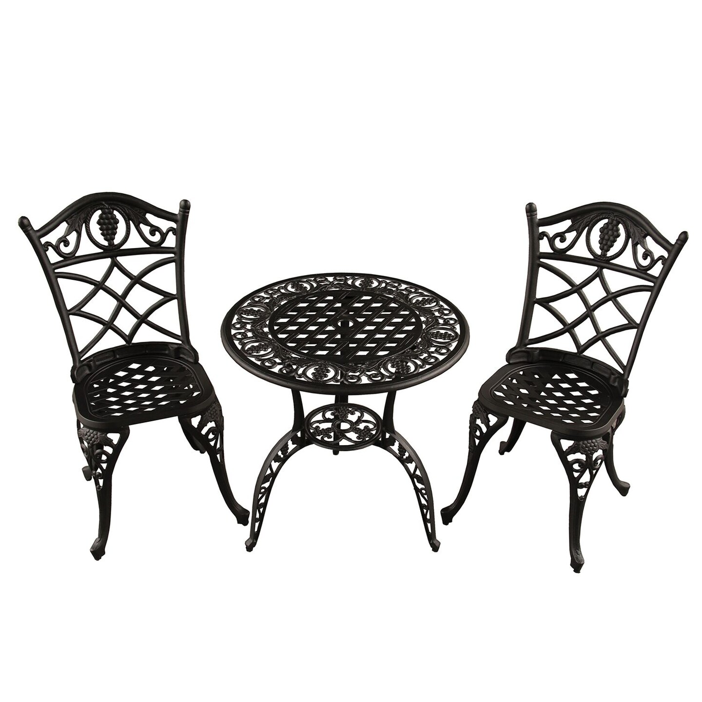 CC Outdoor Living 3-Piece Jet Black Ornate Grape Vineyard Aluminum ...
